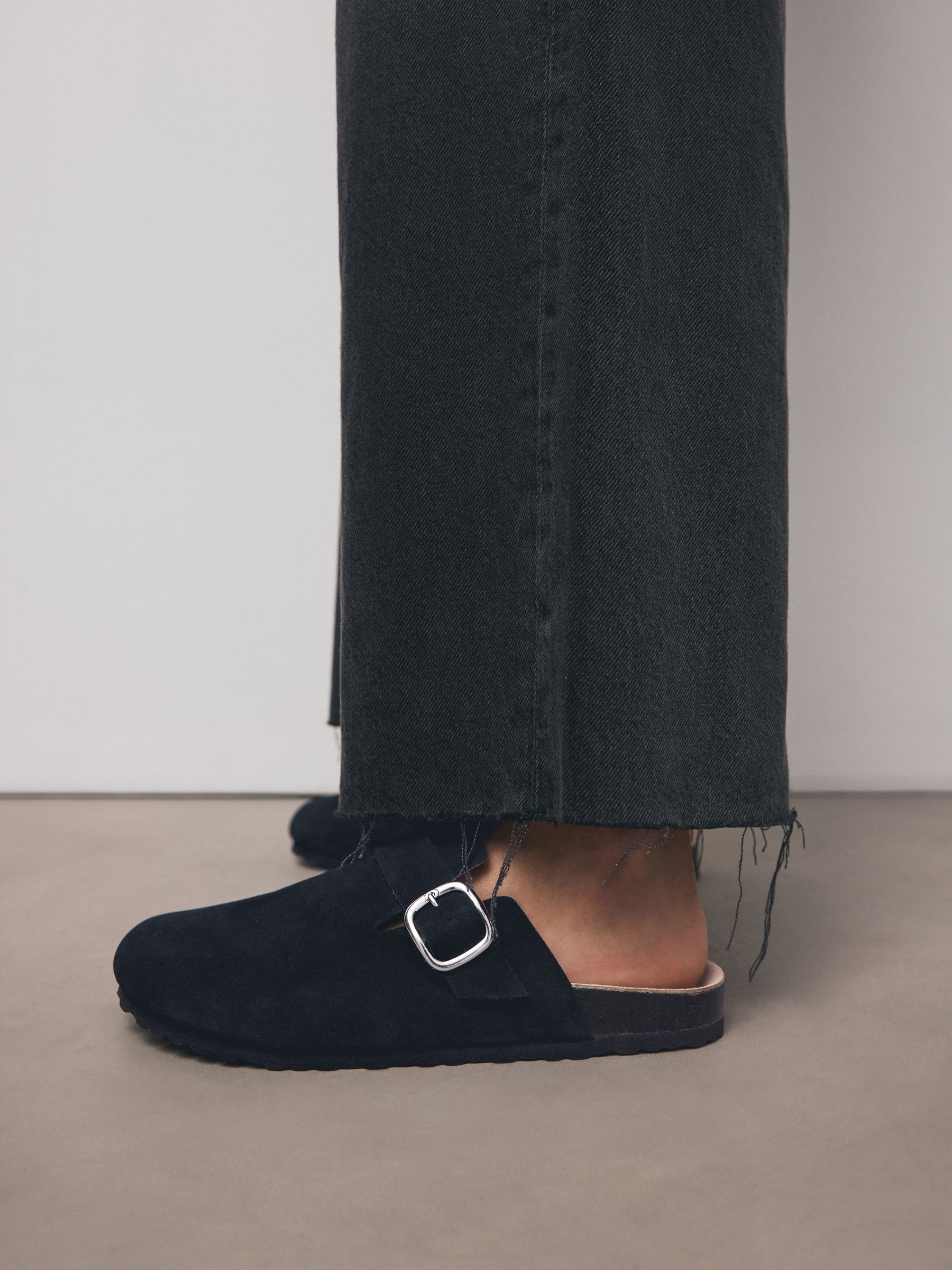 Buy Navy - Leather Footbed Clogs from Next Israel