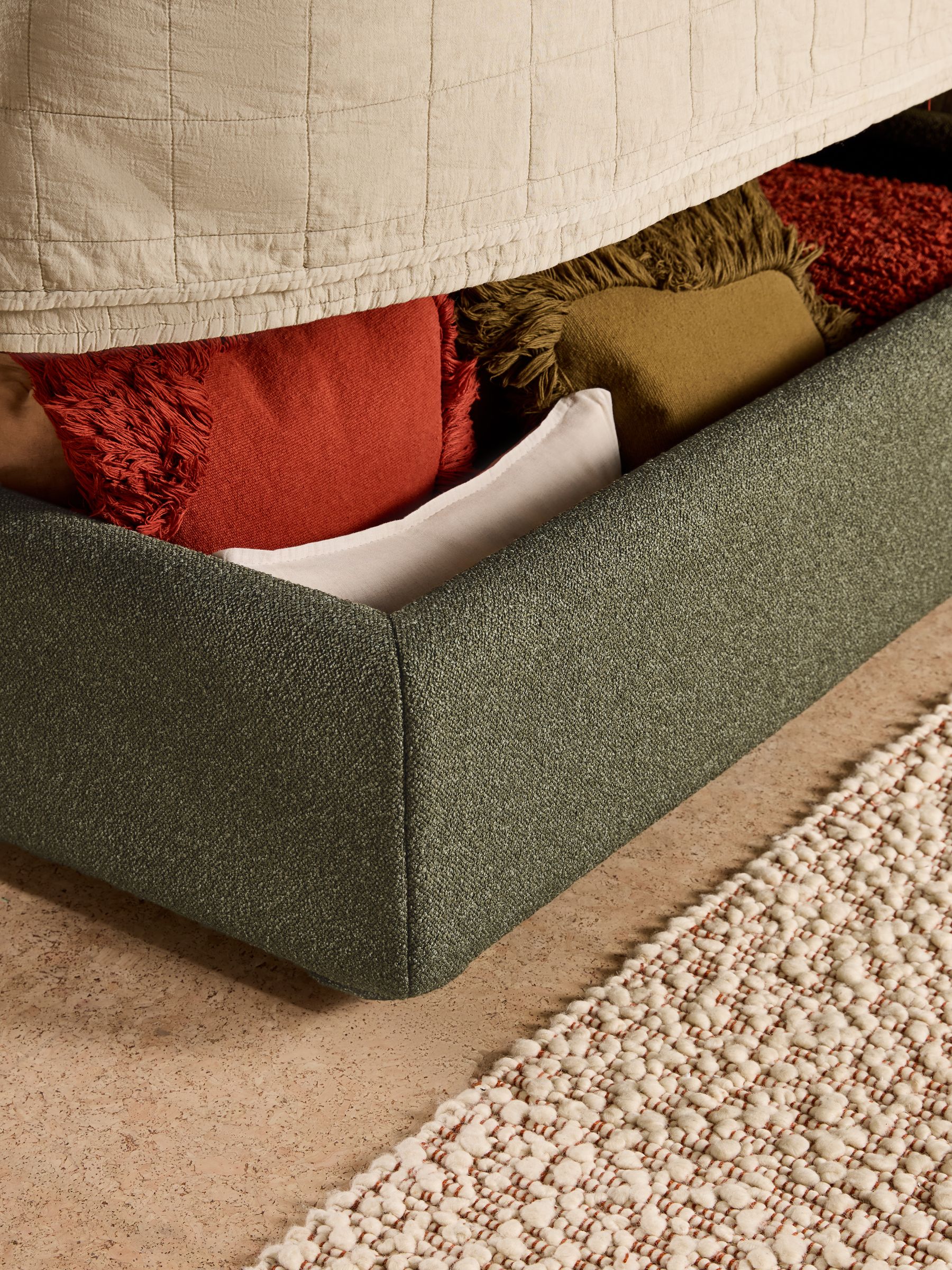 Buy MADE.COM Soft Touch Boucle Forest Green Hanson Ottoman Storage Bed ...