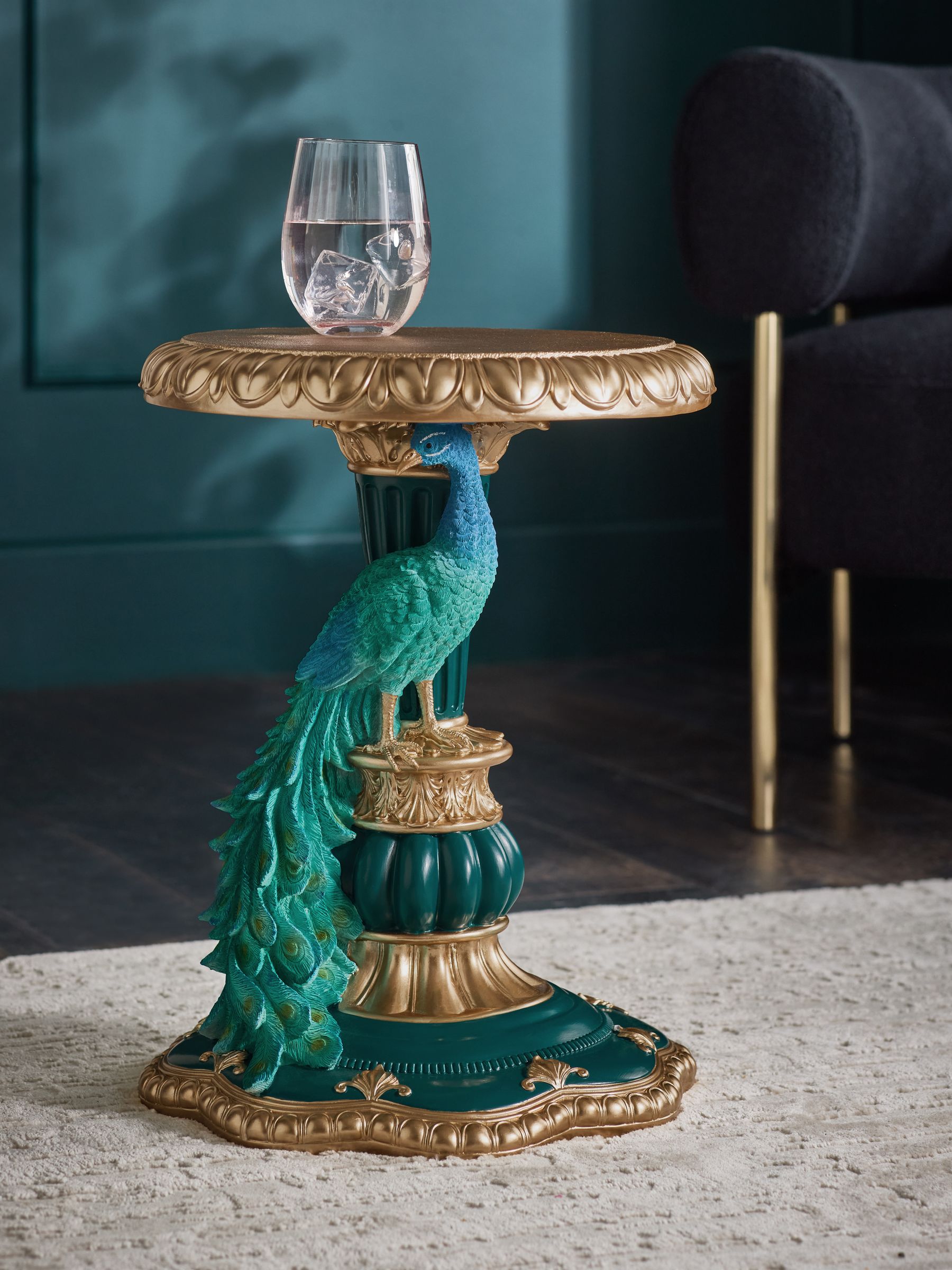 Buy Gold Benedict Peacock Resin Side Table, Shaped Suitable For Outdoor ...