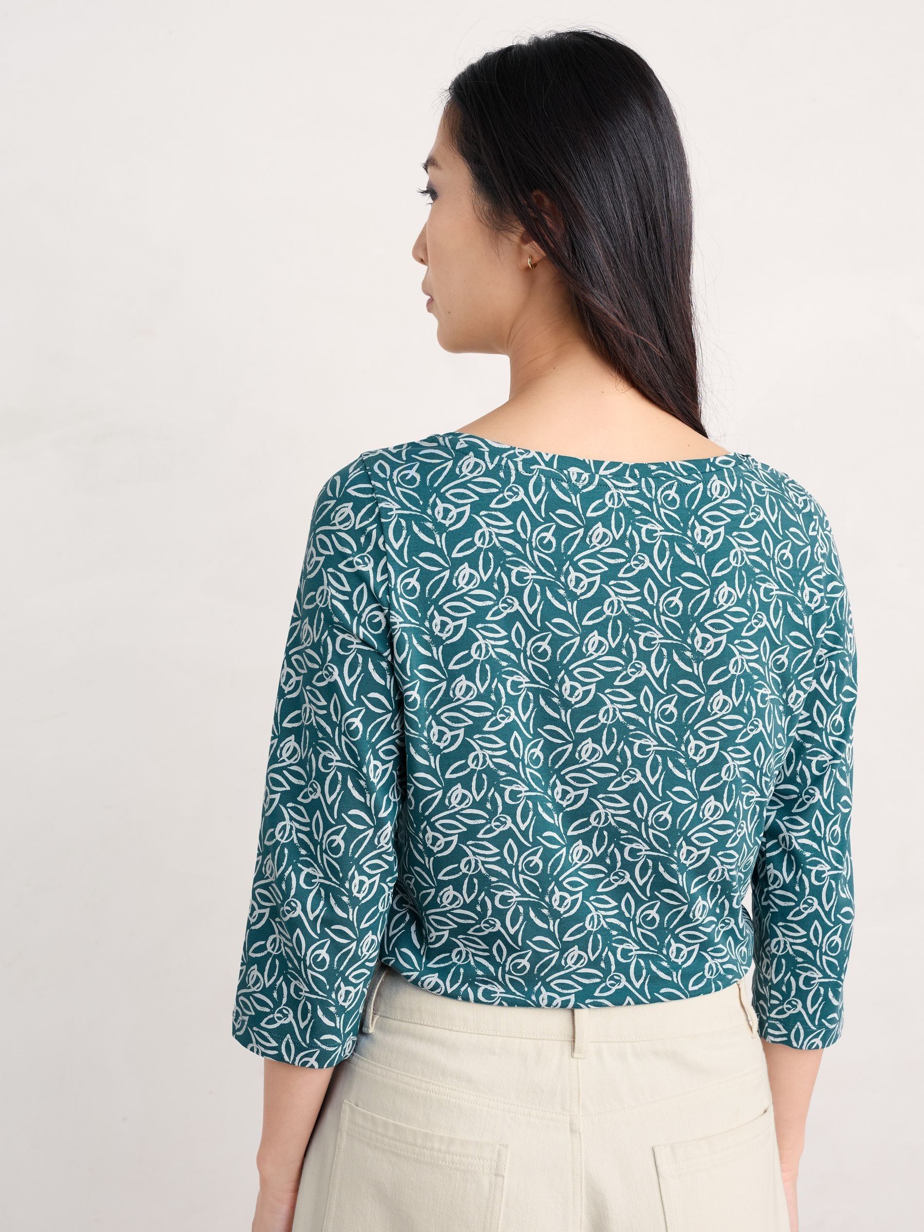 Buy Seasalt Cornwall Blue Easel 3/4 Sleeve Top from the Next UK online shop