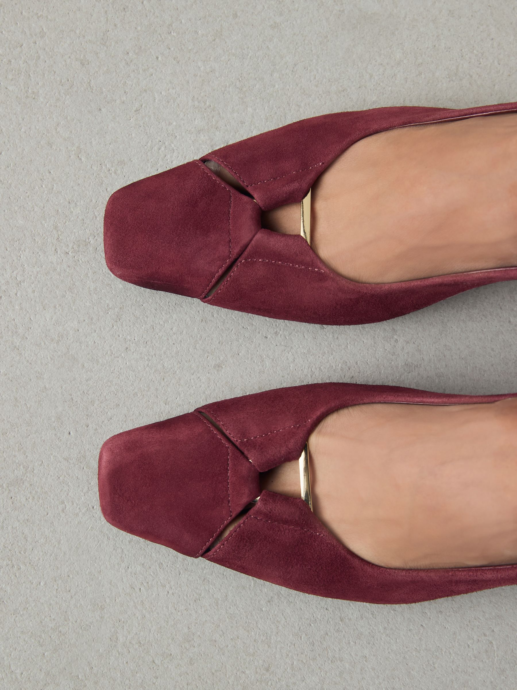 Buy Burgundy Red Leather Cutout Hardware Detail Slingback Heels from ...