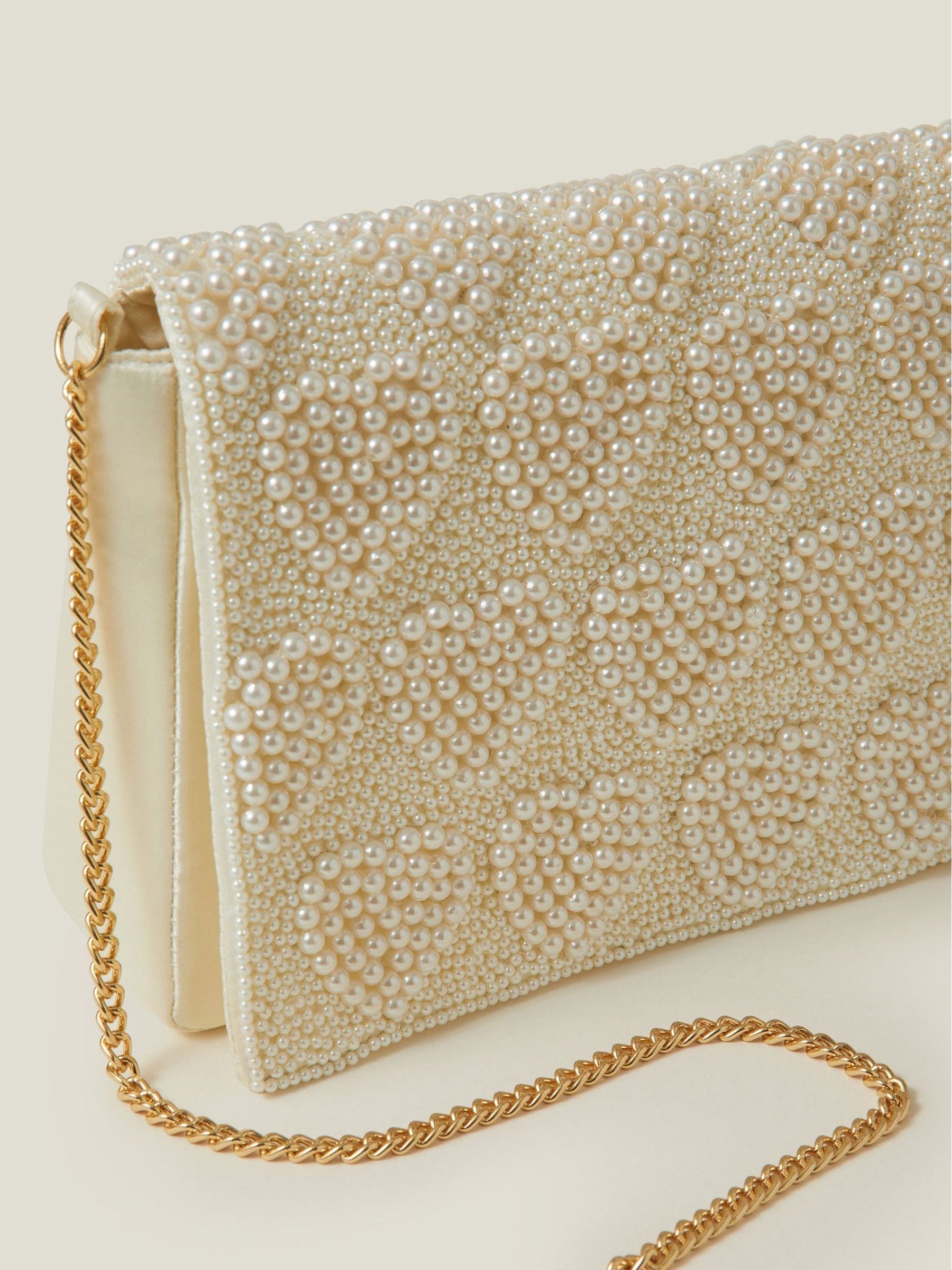 Buy Accessorize Natural Bridal Pearl Heart Clutch Bag from the Next UK ...