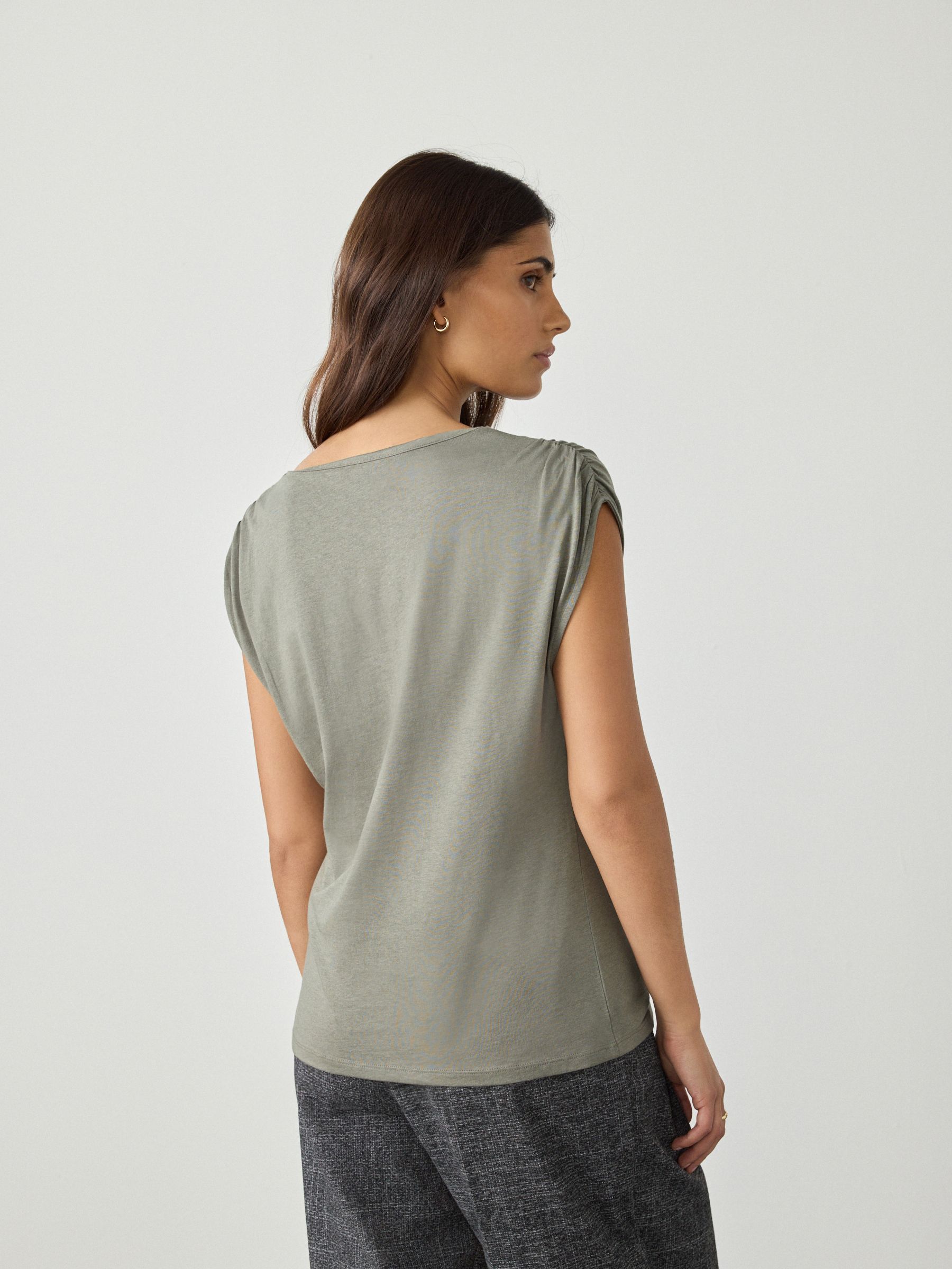 Buy Olive Green Cotton Blend Sleeveless Drape Top from the Next UK ...