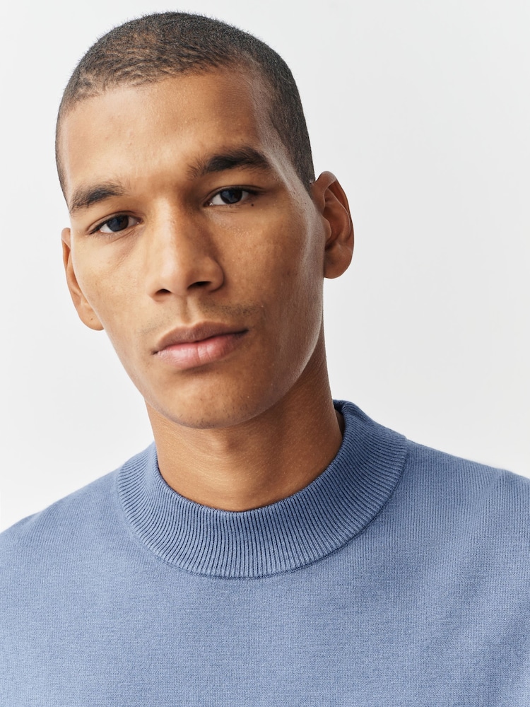 Buy Blue Regular Fit Premium Mid Weight High Crew Neck Jumper from Next ...