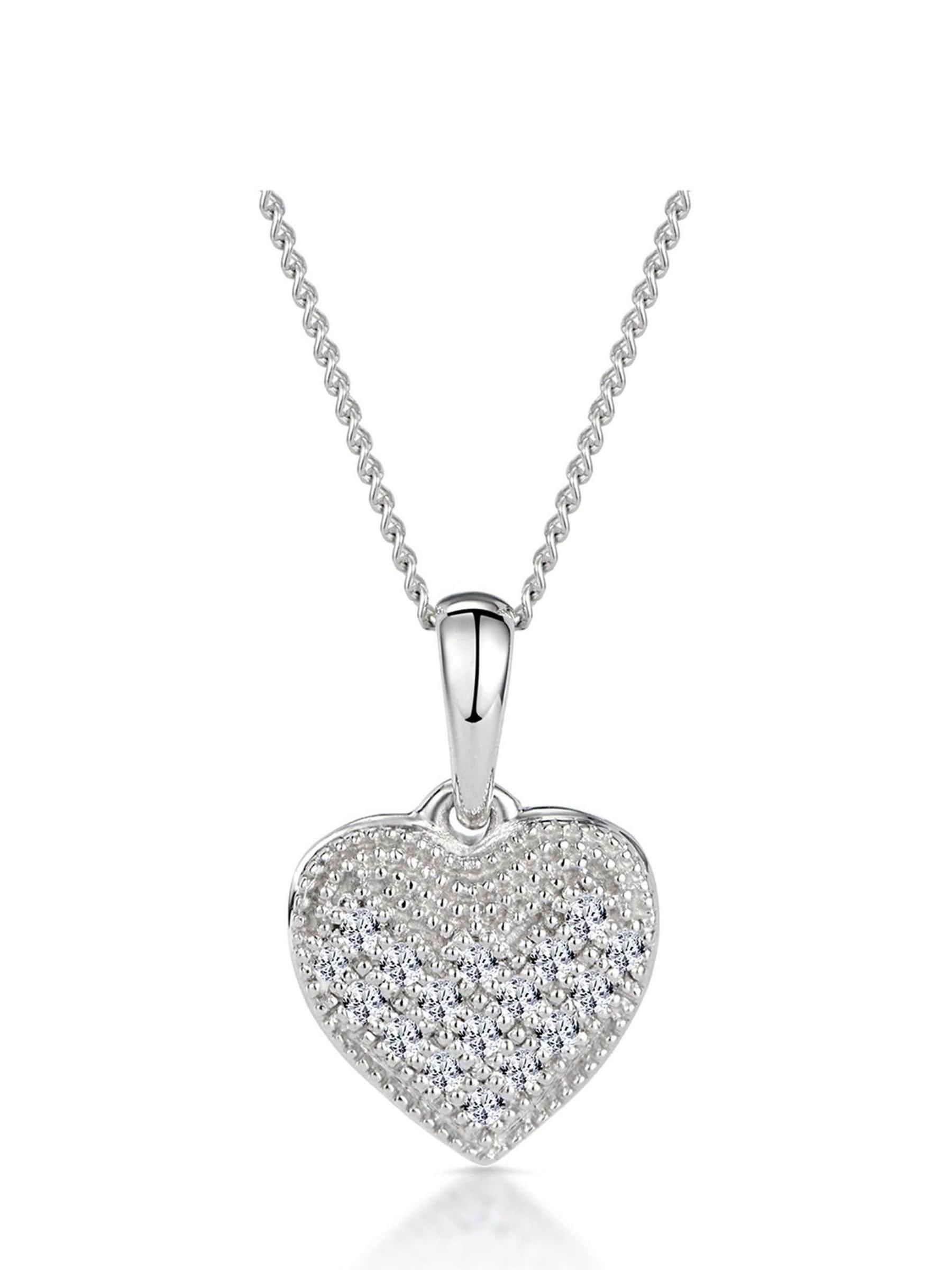Buy The Diamond Store 9K White Gold 0.09ct Heart Pendant Necklace from ...