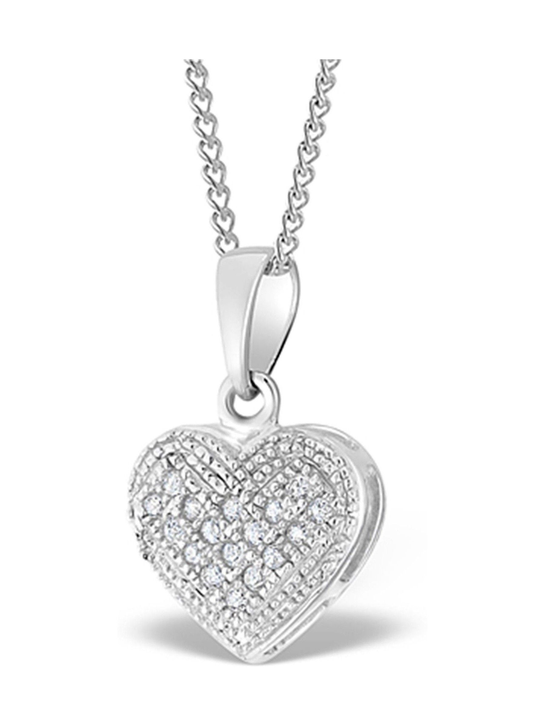 Buy The Diamond Store 9K White Gold 0.09ct Heart Pendant Necklace from ...