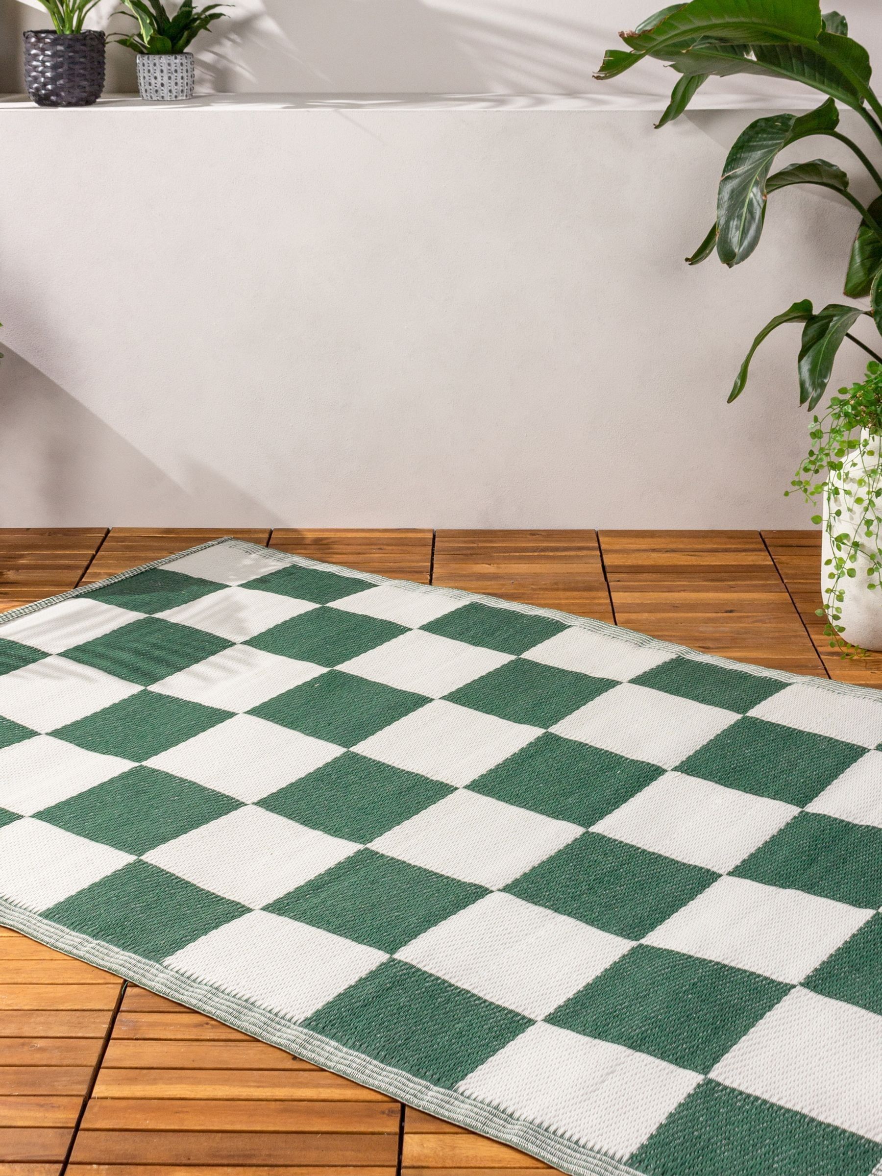 Buy Furn Green Checkerboard Outdoor Rug from the Next UK online shop