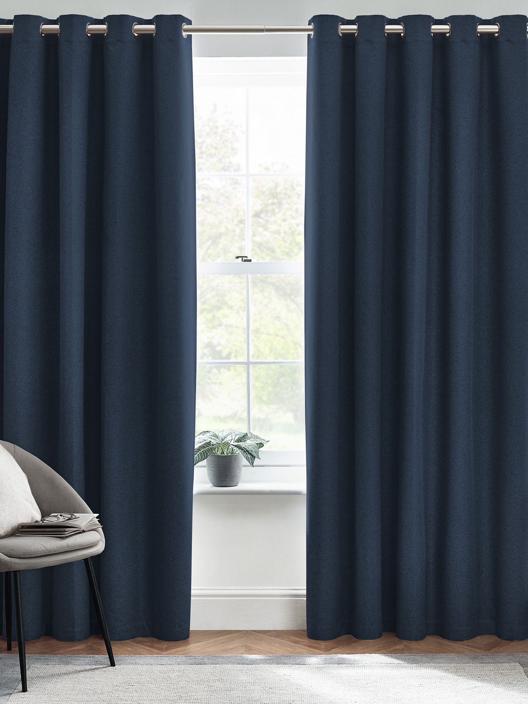 Buy Furn Midnight Blue Dawn Textured Blackout Eyelet Curtains from the ...