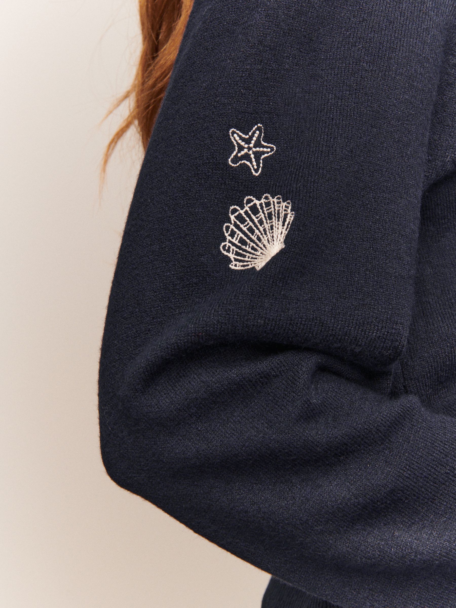 Buy Navy Blue Embroidered Supersoft Crew Neck Long Sleeve Jumper from ...