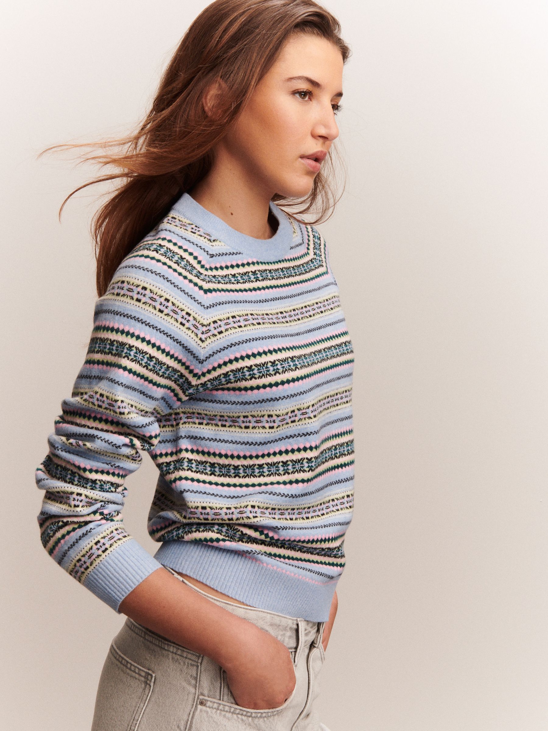 Buy Light Blue Fairisle Supersoft Crew Neck Long Sleeve Jumper from the ...