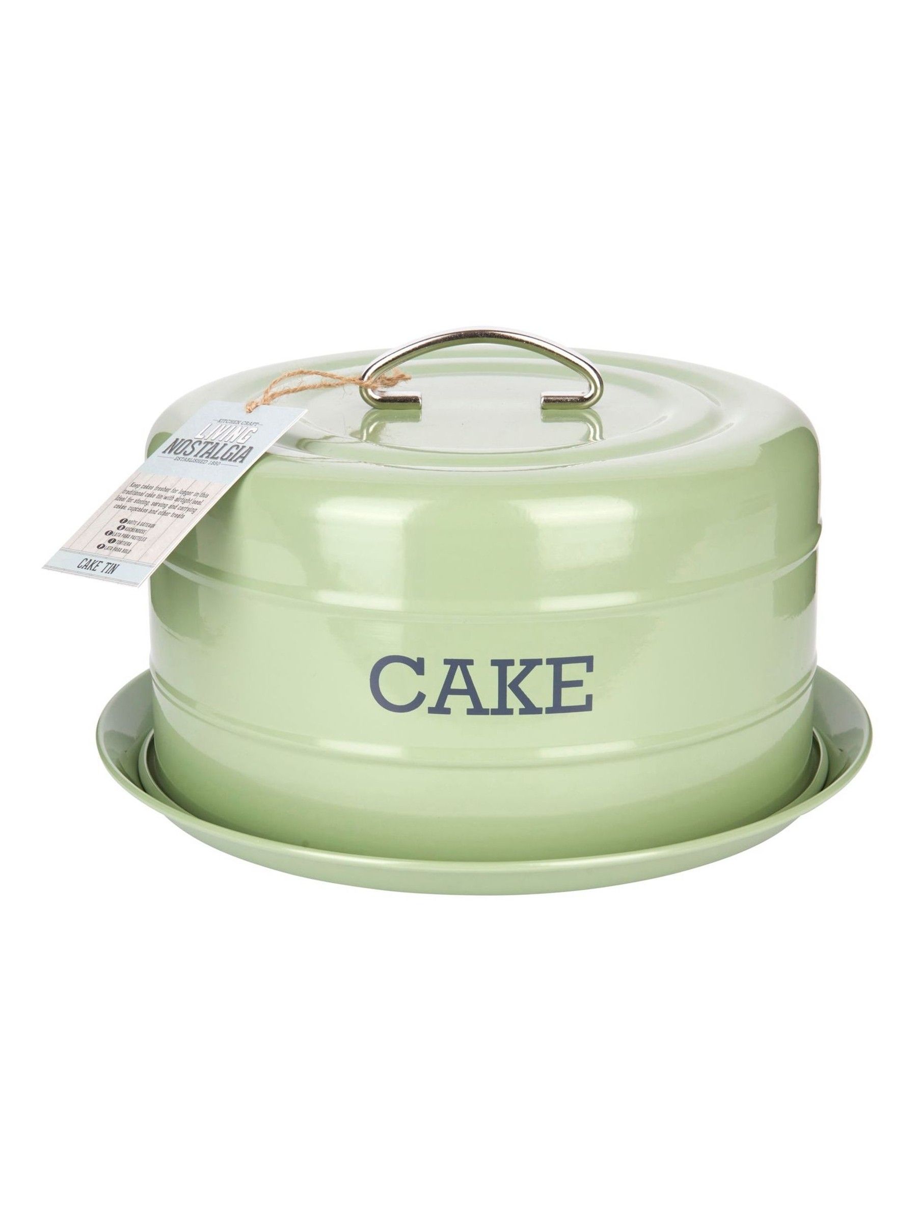 Buy Kitchencraft Green Vintage-Style Round Airtight Cake Storage Tin ...