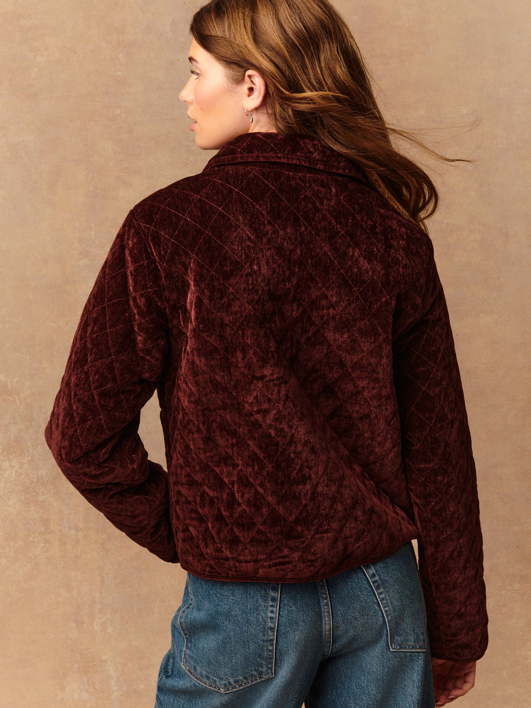 Buy Berry Red Quilted Velvet Jacket from Next Israel