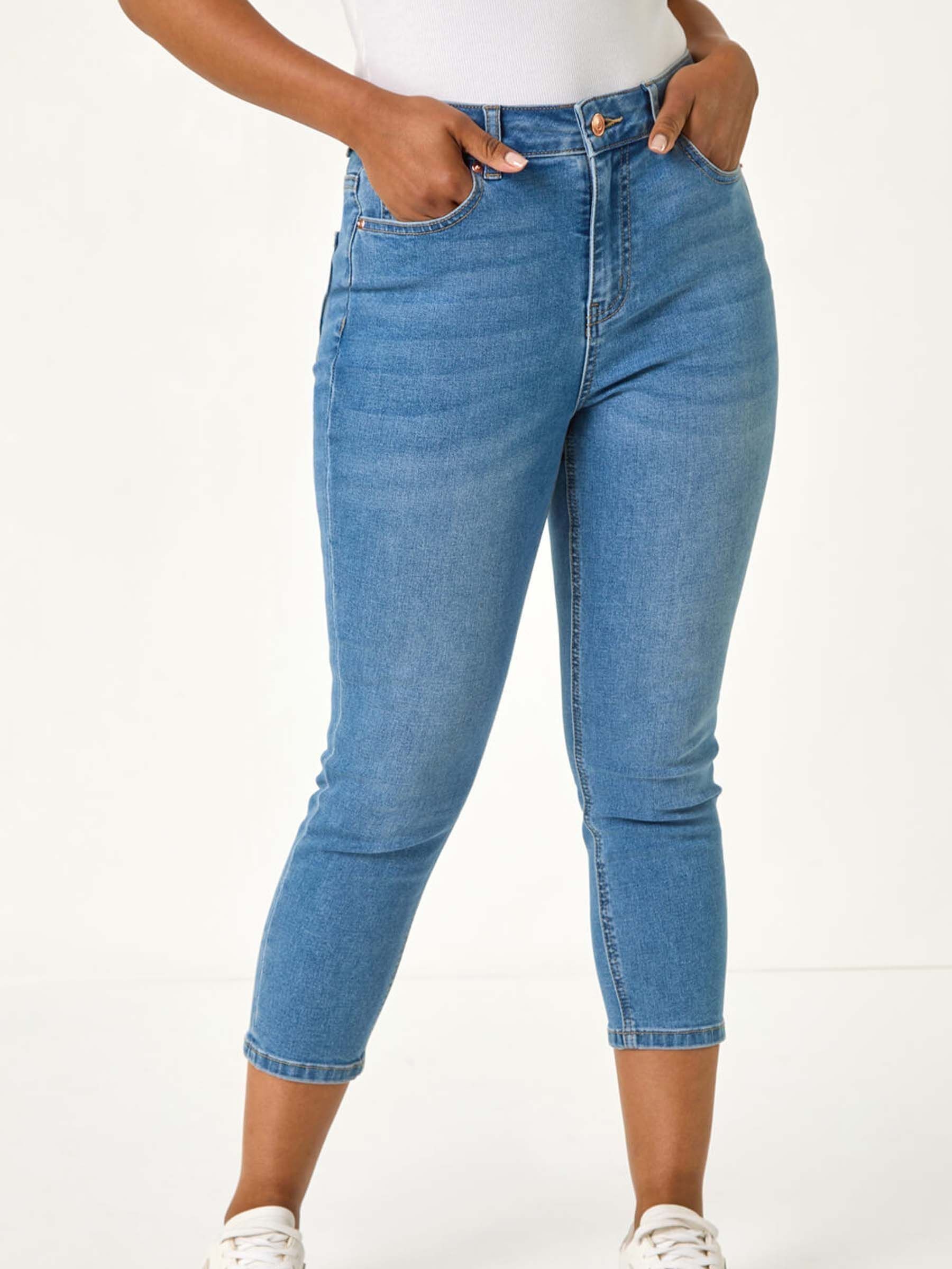 Buy Roman Blue Petite Slim Crop Stretch Jeans from Next India