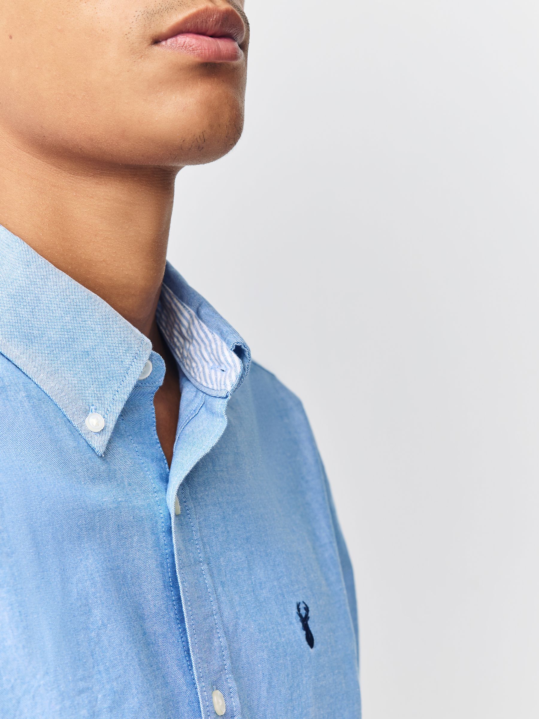 Buy Light Blue Slim Fit Long Sleeve Oxford Shirt from the Next UK ...