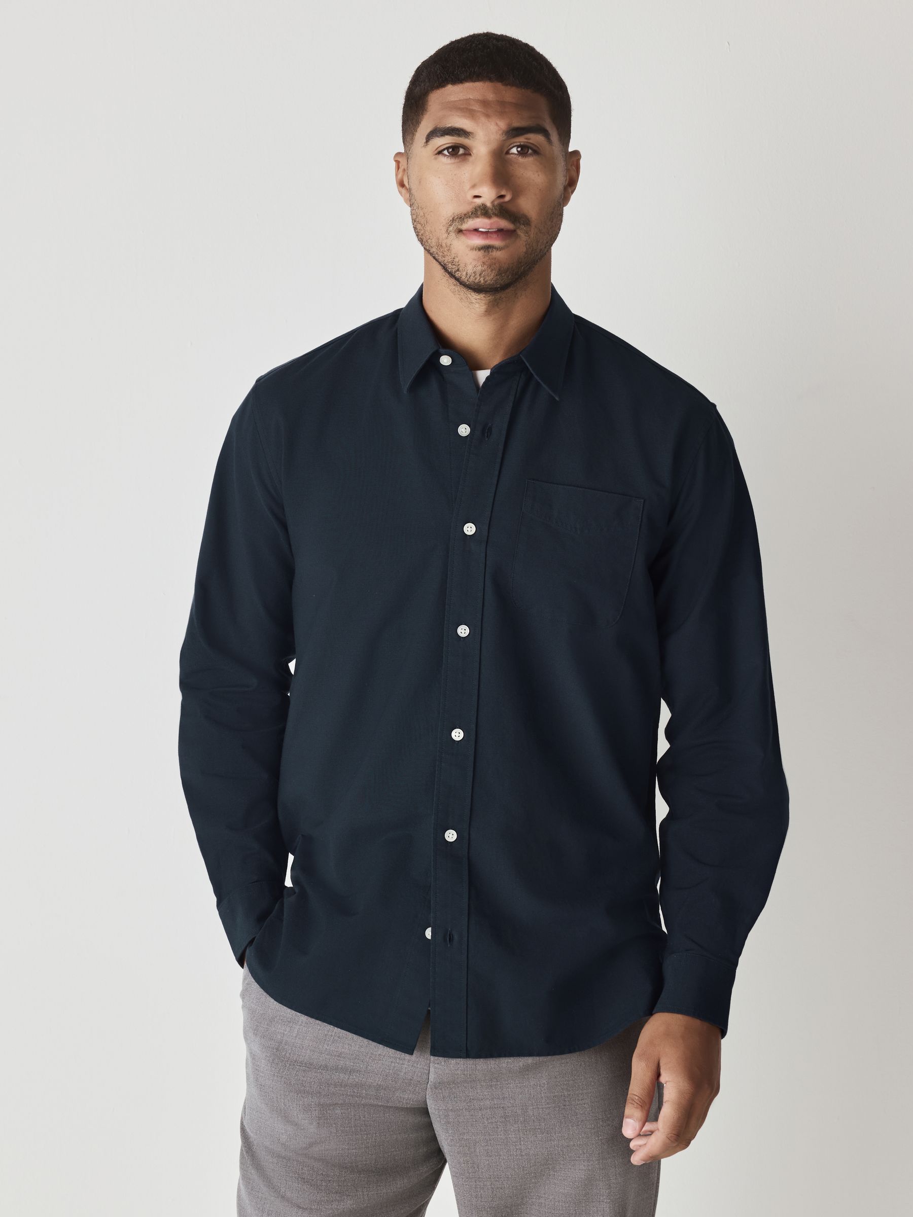 Buy Navy Blue Regular Fit Long Sleeve Oxford Shirt from Next Saudi Arabia