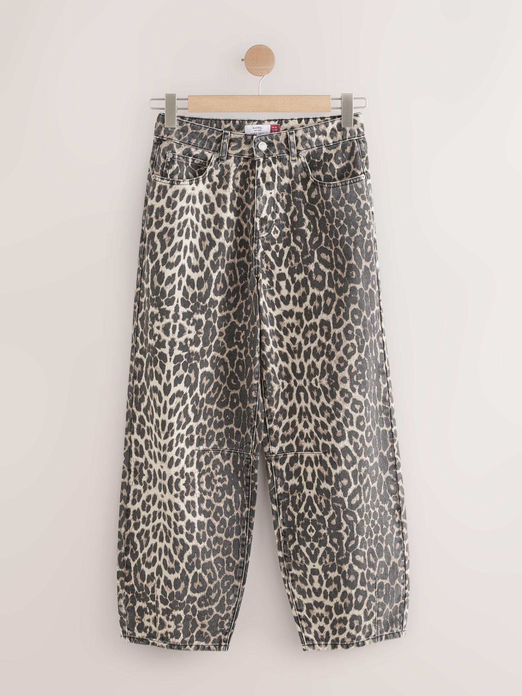 Buy Leopard Print 100% Cotton Barrel Leg Jeans from the Next UK online shop