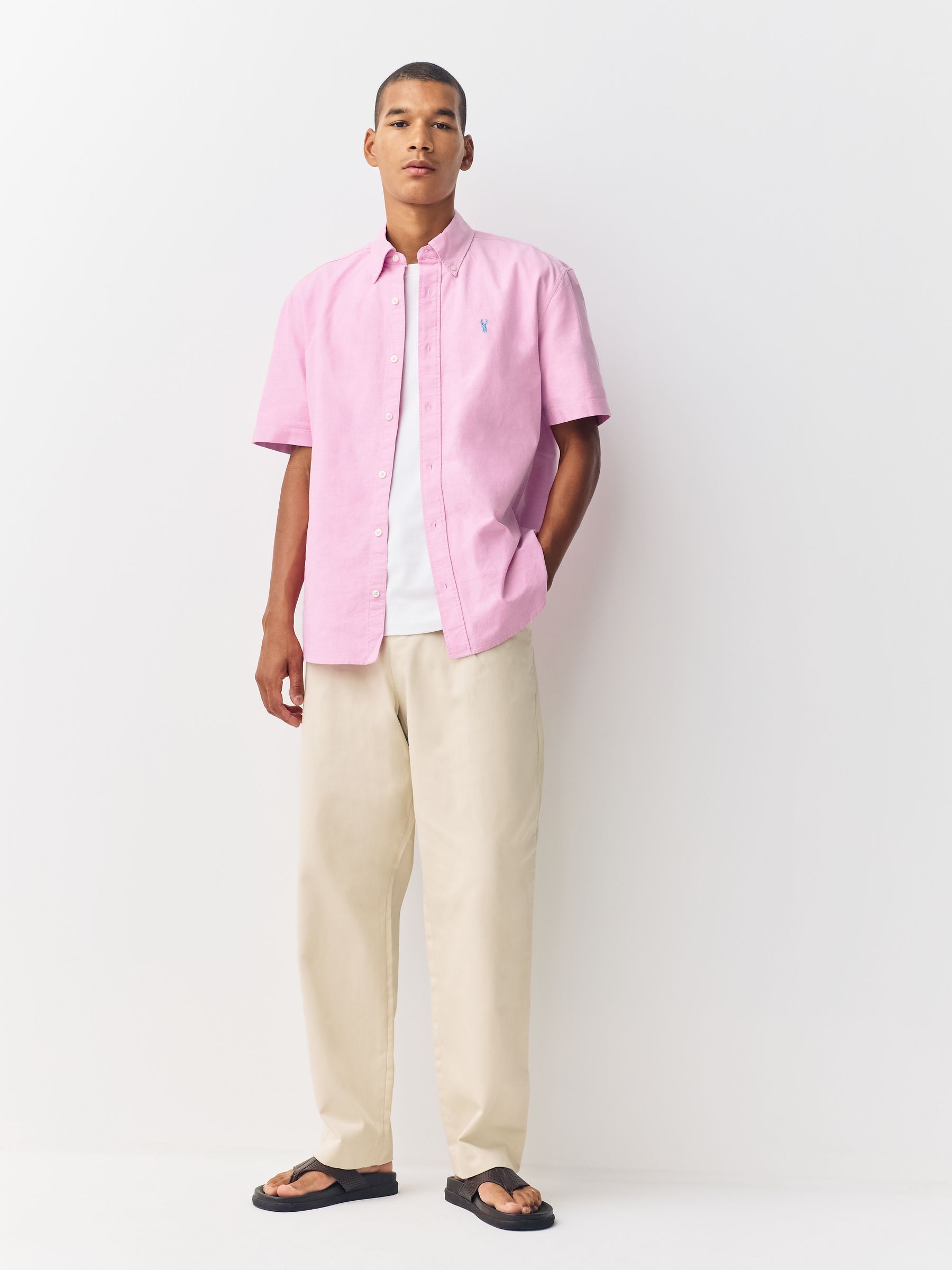 Buy Pink Regular Fit Short Sleeve Oxford Shirt from the Next UK online shop