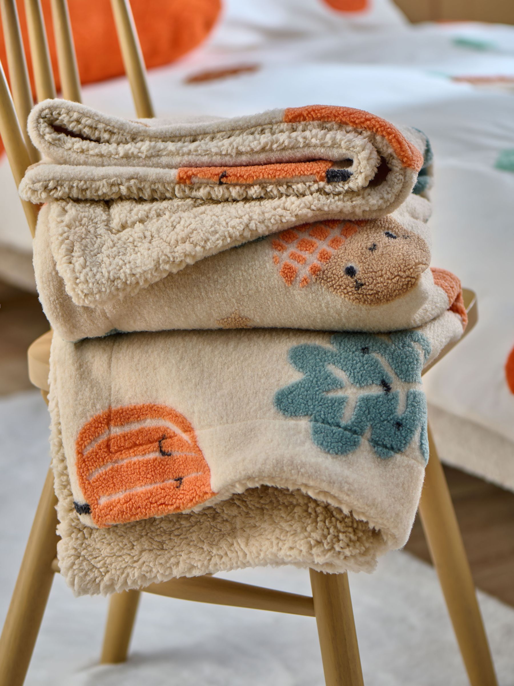 Buy Natural Pumpkin Print Fleece Throw from the Next UK online shop