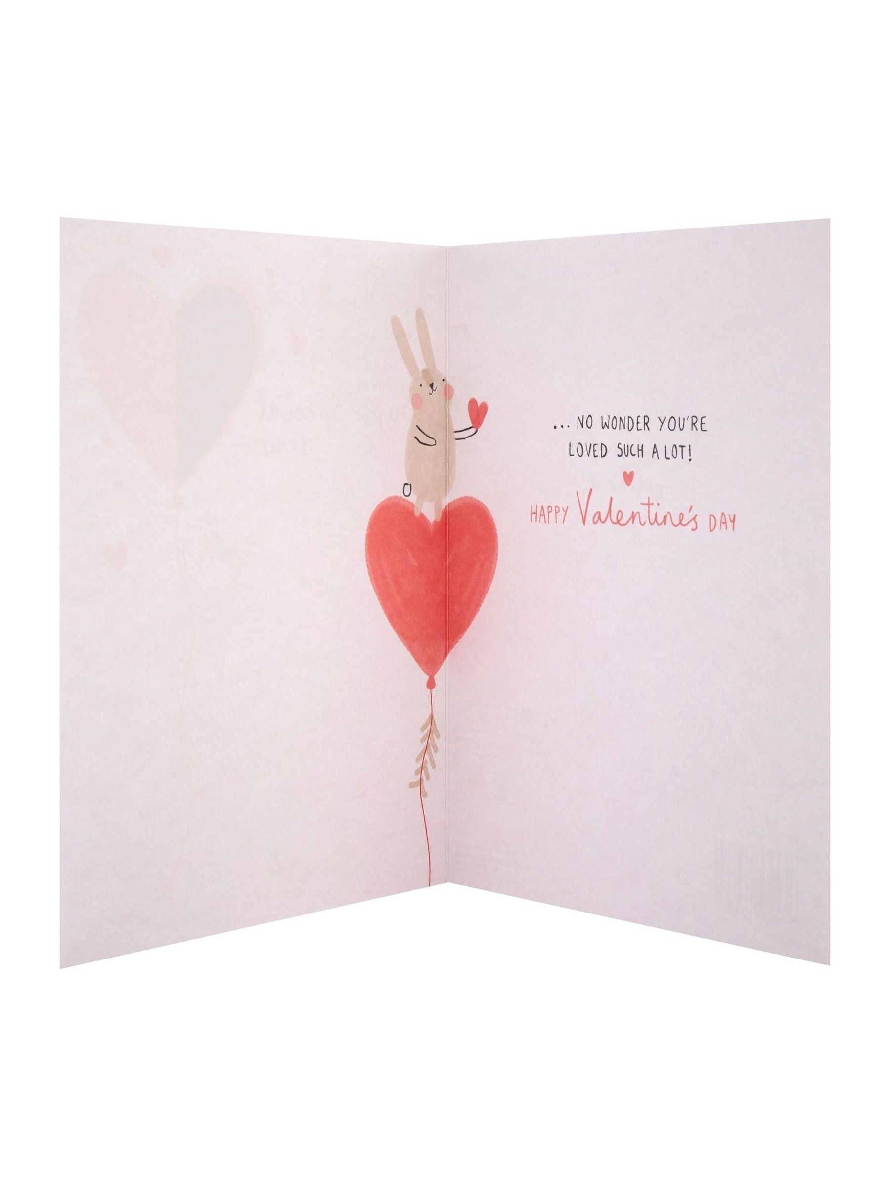 Buy Hallmark Red Cute Rabbit Heart Balloon Valentines Card from the ...