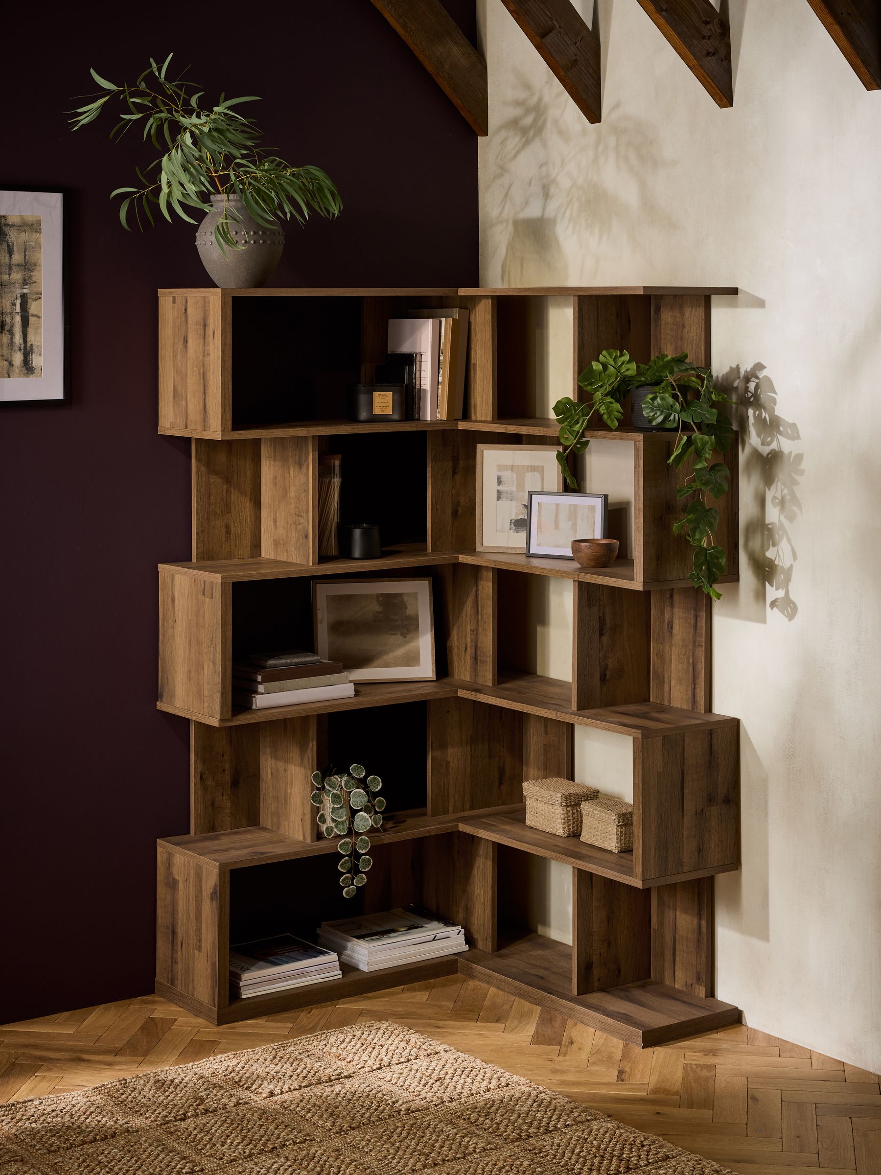 Buy Dark Bronx Oak Effect Large Corner Shelving Unit from the Next UK ...