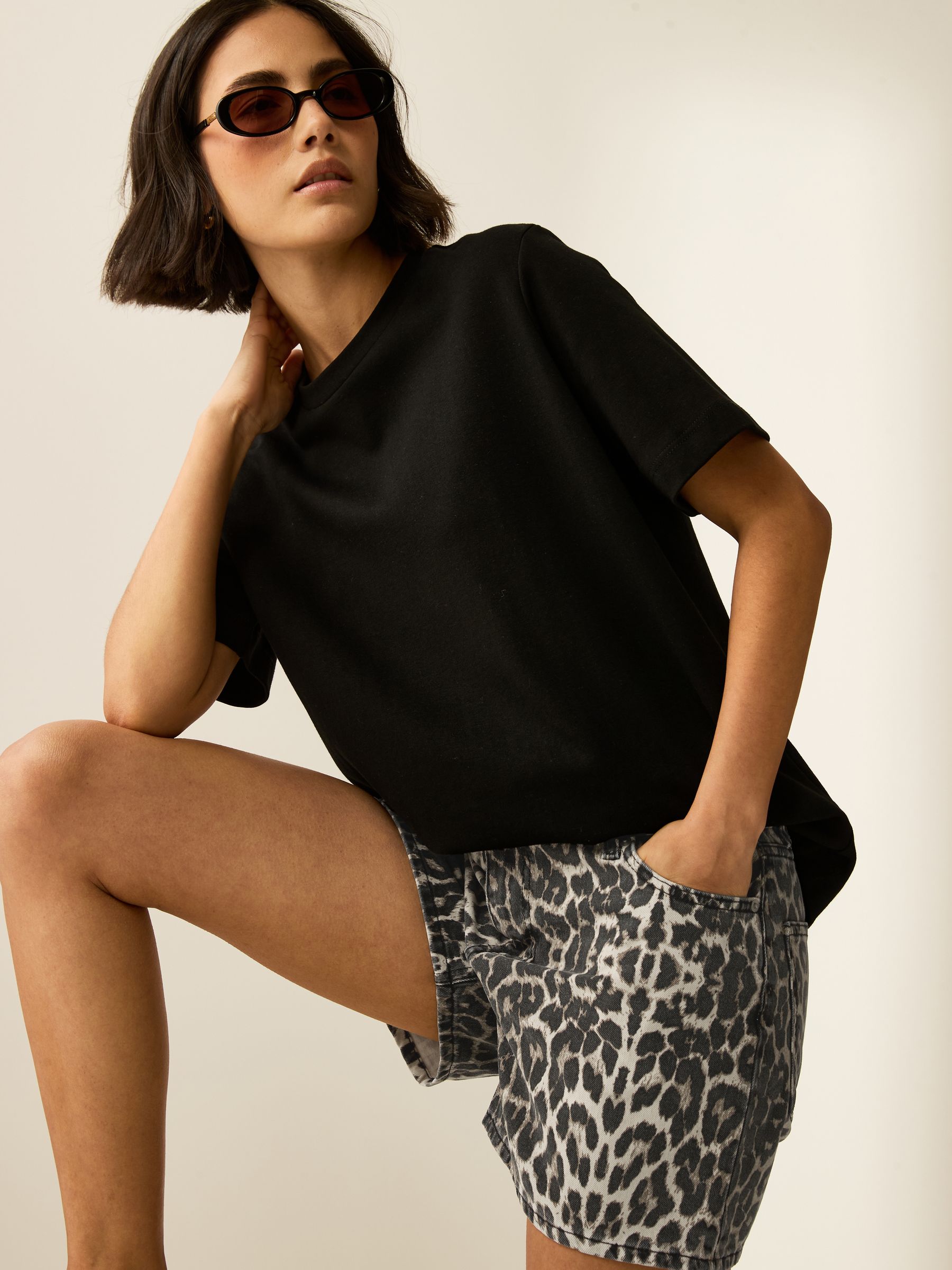 Buy Leopard Print 100% Cotton Denim Shorts from the Next UK online shop