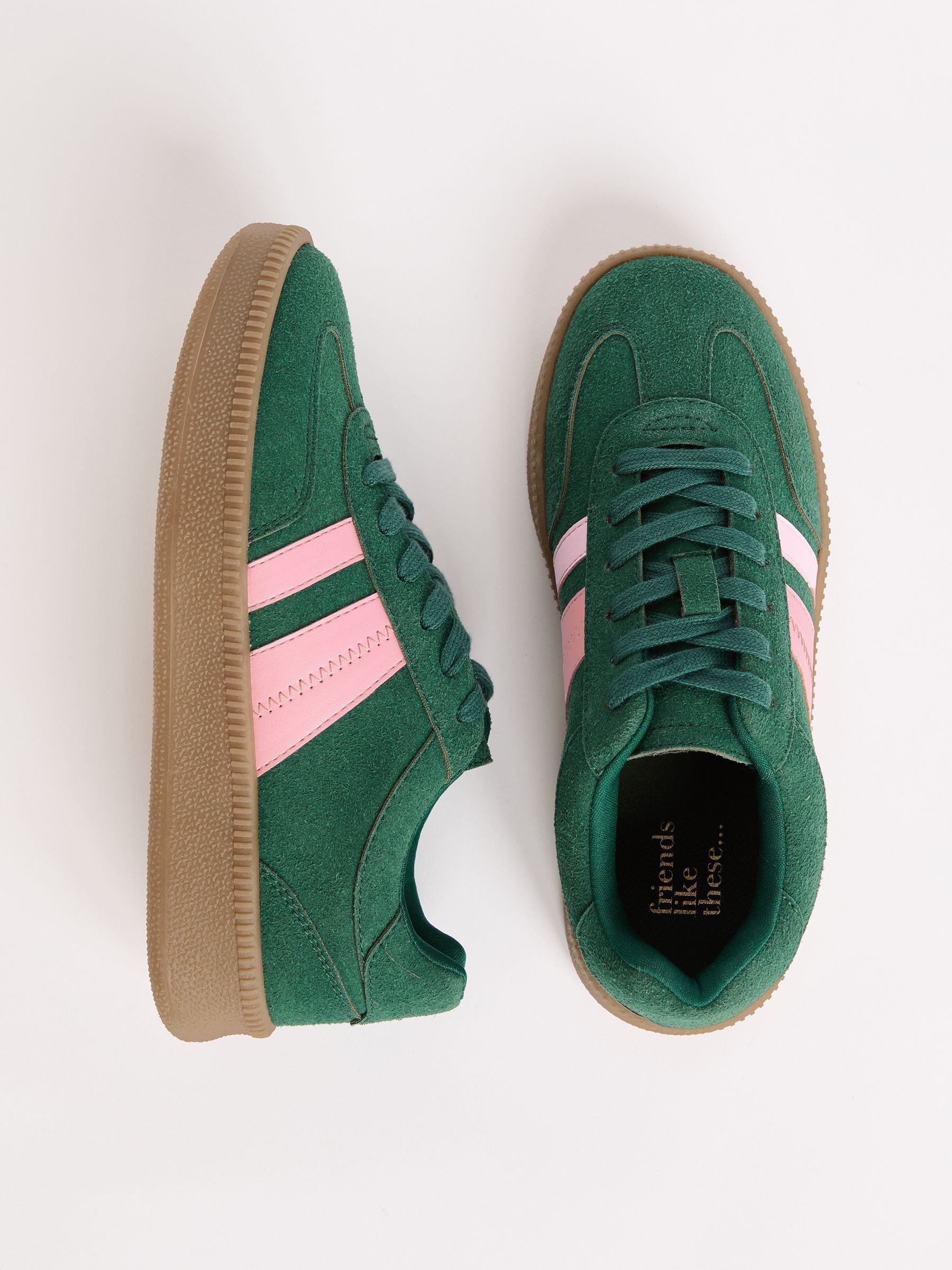 Buy Friends Like These Green Standard Fit Lace-Up Retro Gumsole Sports ...