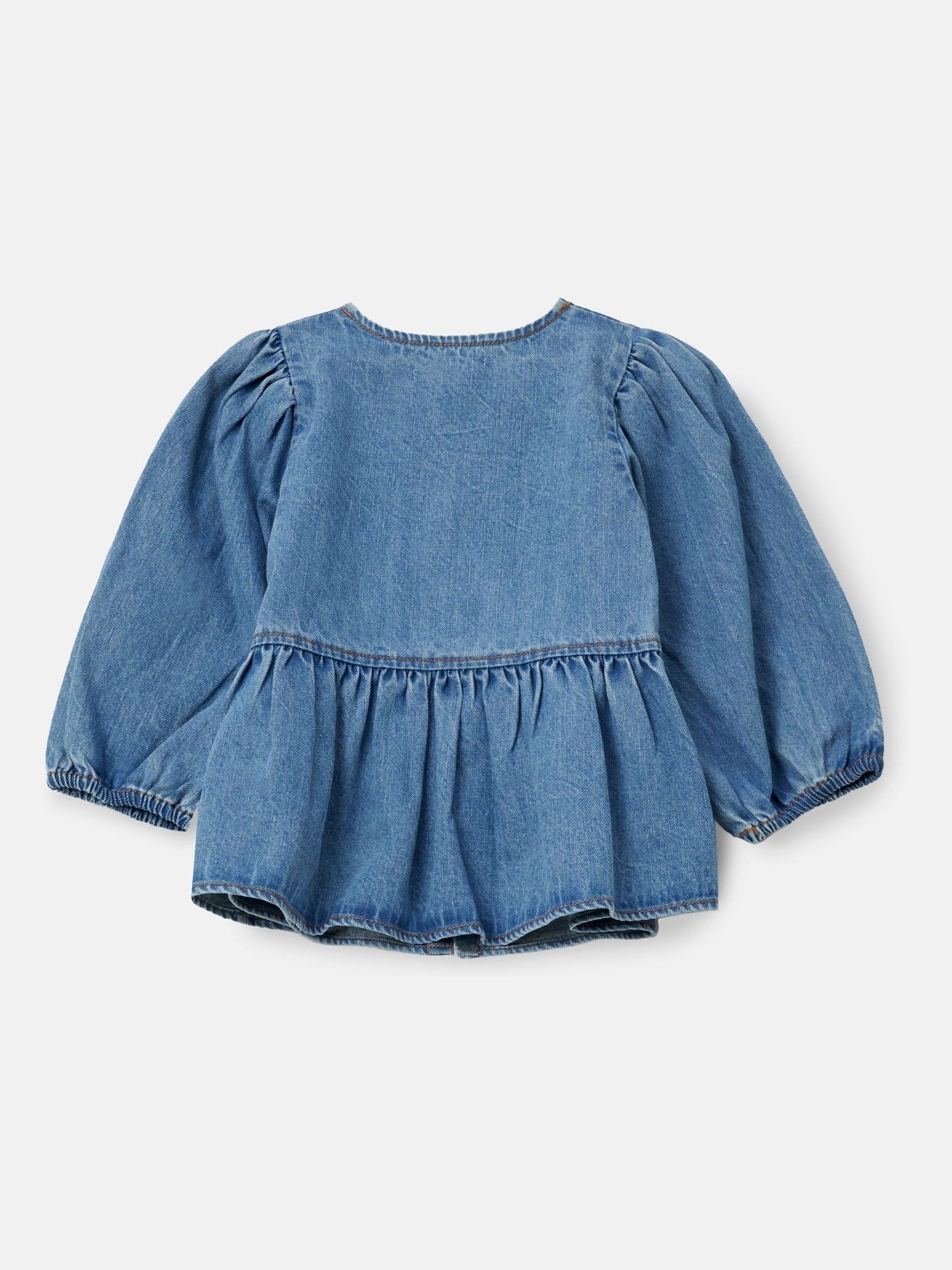 Buy Angel & Rocket Blue Rochelle Denim Peplum Bow 100% Cotton Top from ...
