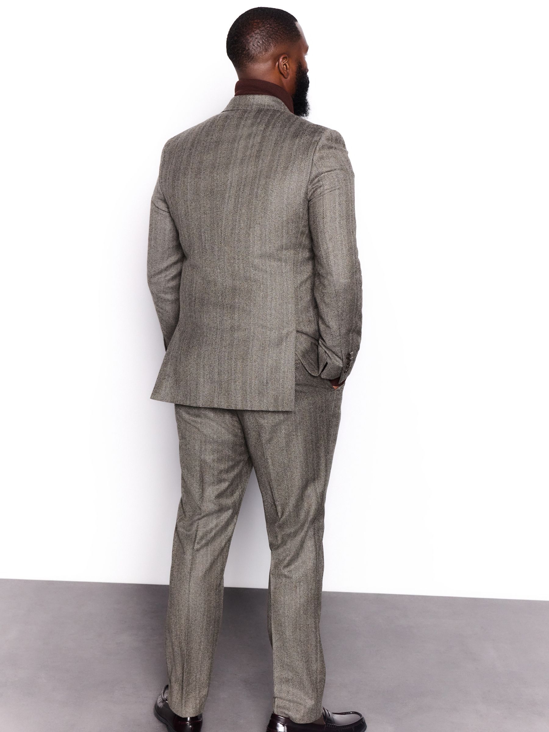 Buy Taupe Brown Tailored Fit Double Breasted Signature Marzotto 100% ...