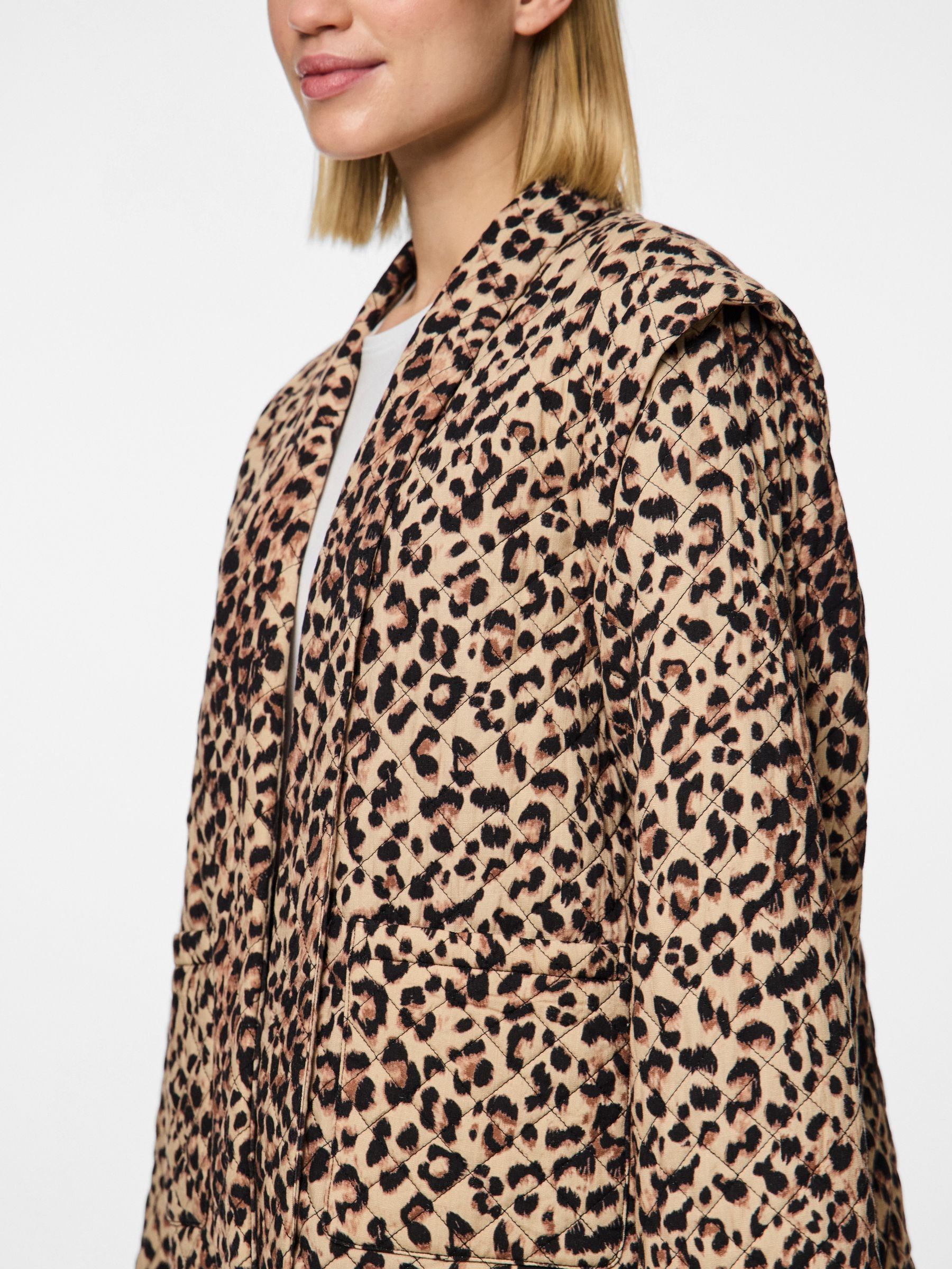 Buy PIECES Brown Quilted Leopard Print Jacket from the Next UK online shop