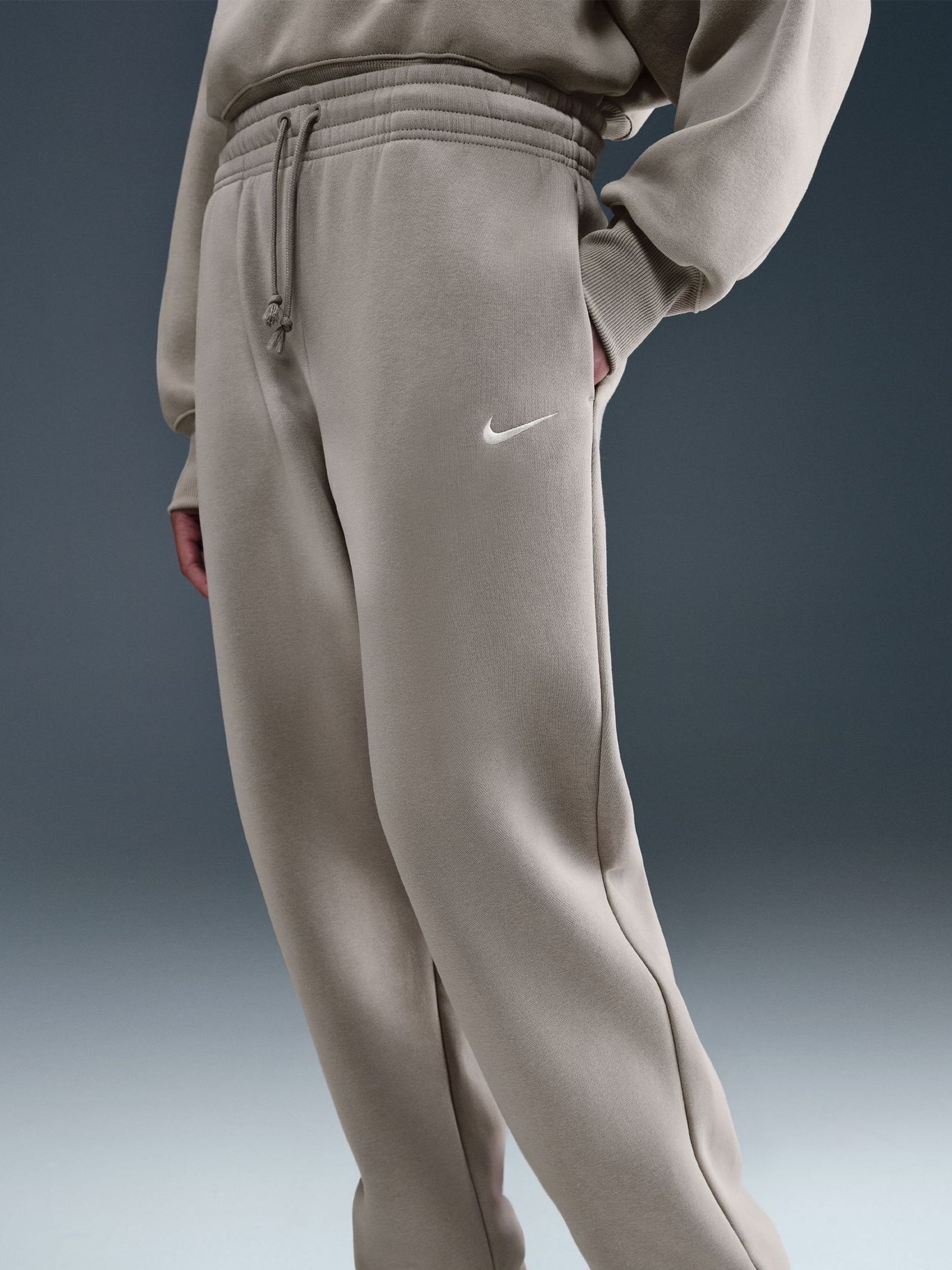 Buy Nike Grey Oversized Phoenix Fleece High Waisted Joggers from the ...