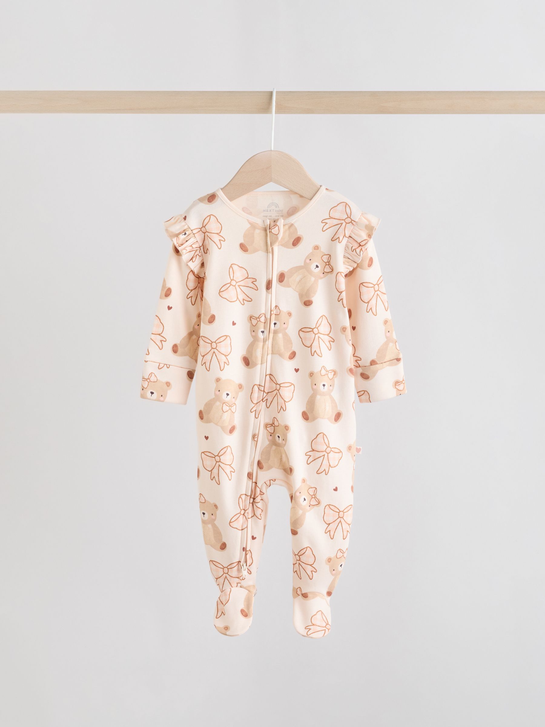 Buy Neutral Bear - Two Way Zip Baby Sleepsuits 3 Pack (0-2yrs) from ...