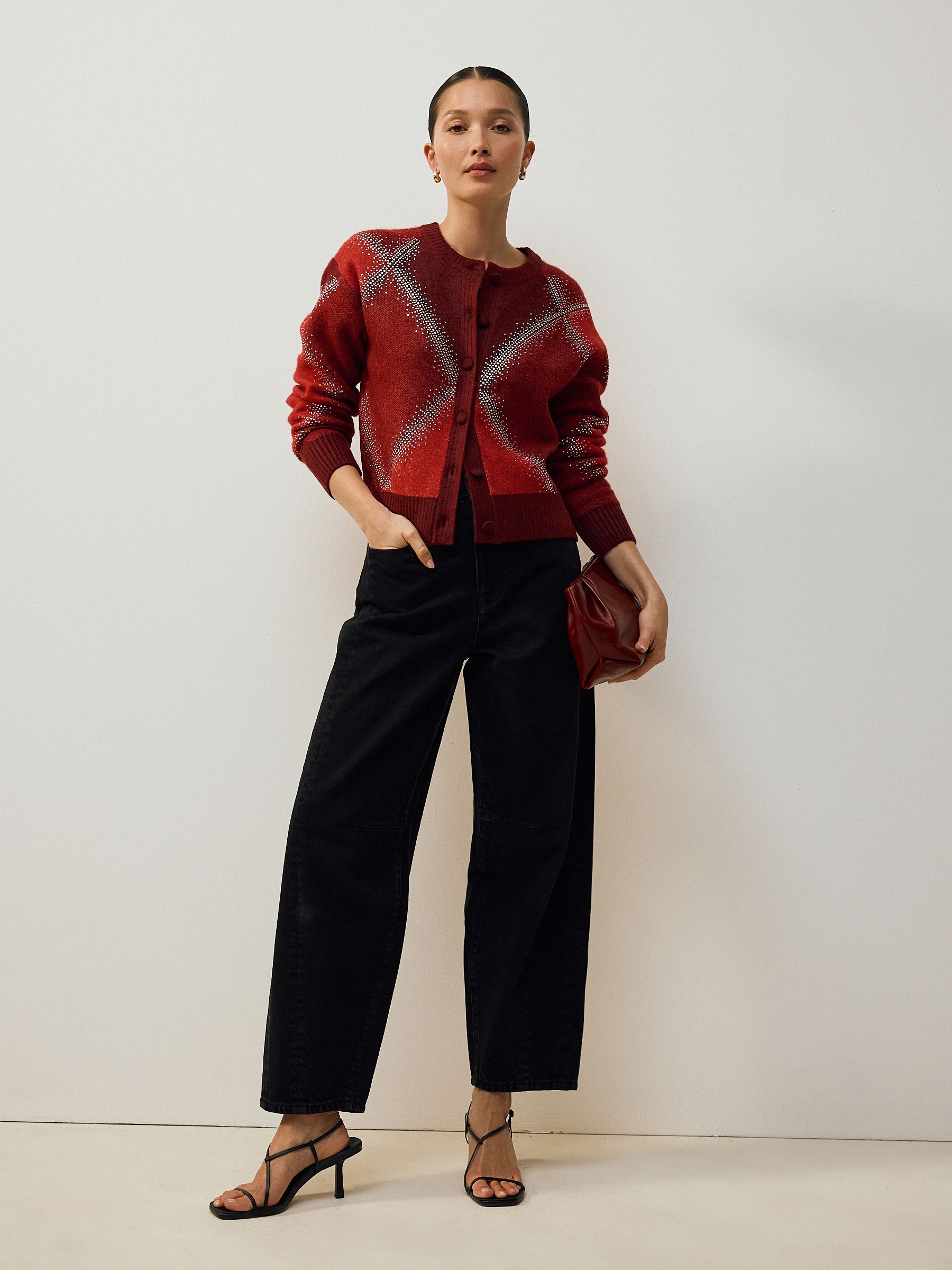 Buy Red Sparkle Argyle Embellished Cardigan With Wool from Next Hong Kong