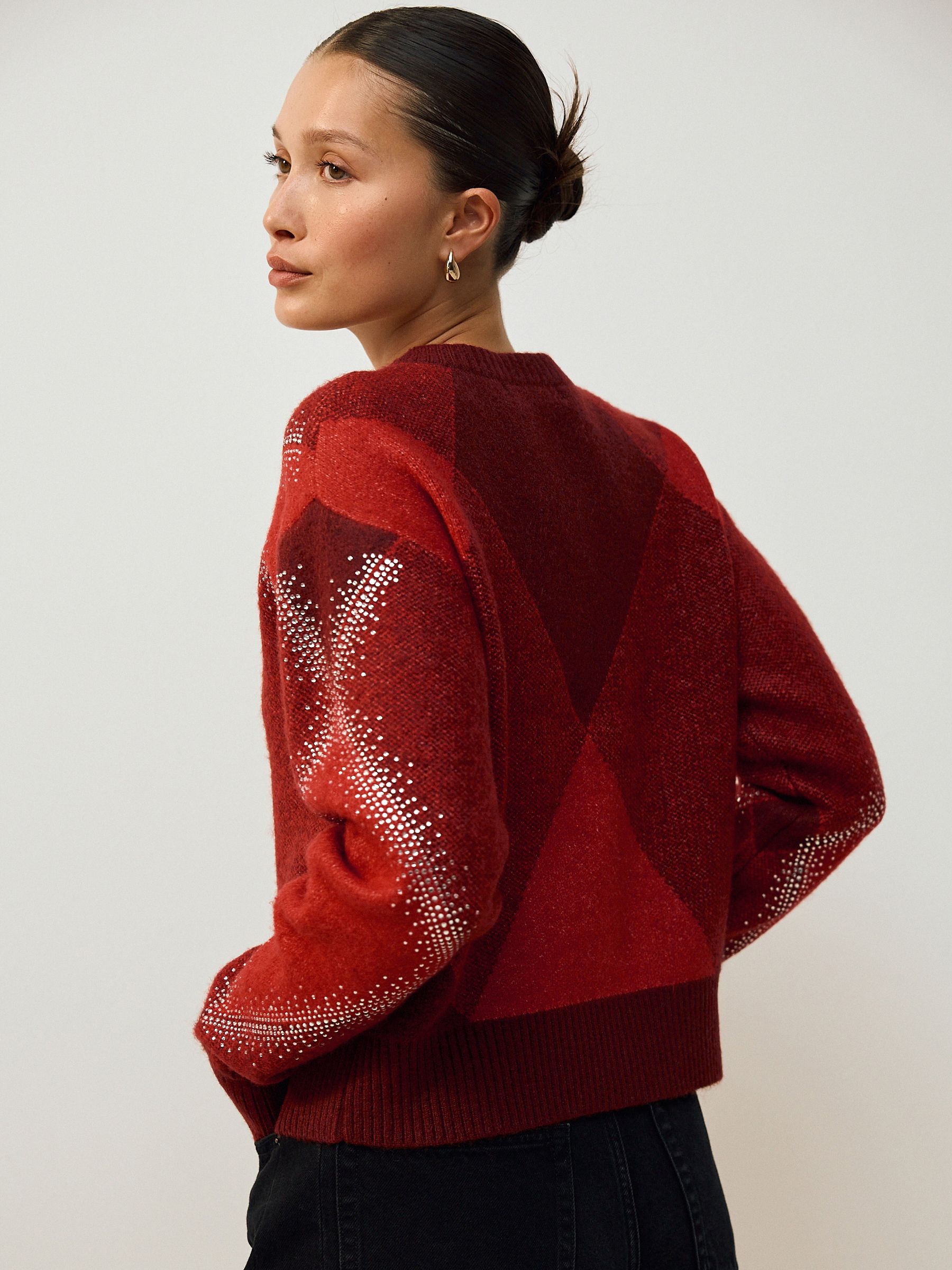 Buy Red Sparkle Argyle Embellished Cardigan With Wool from Next Ireland