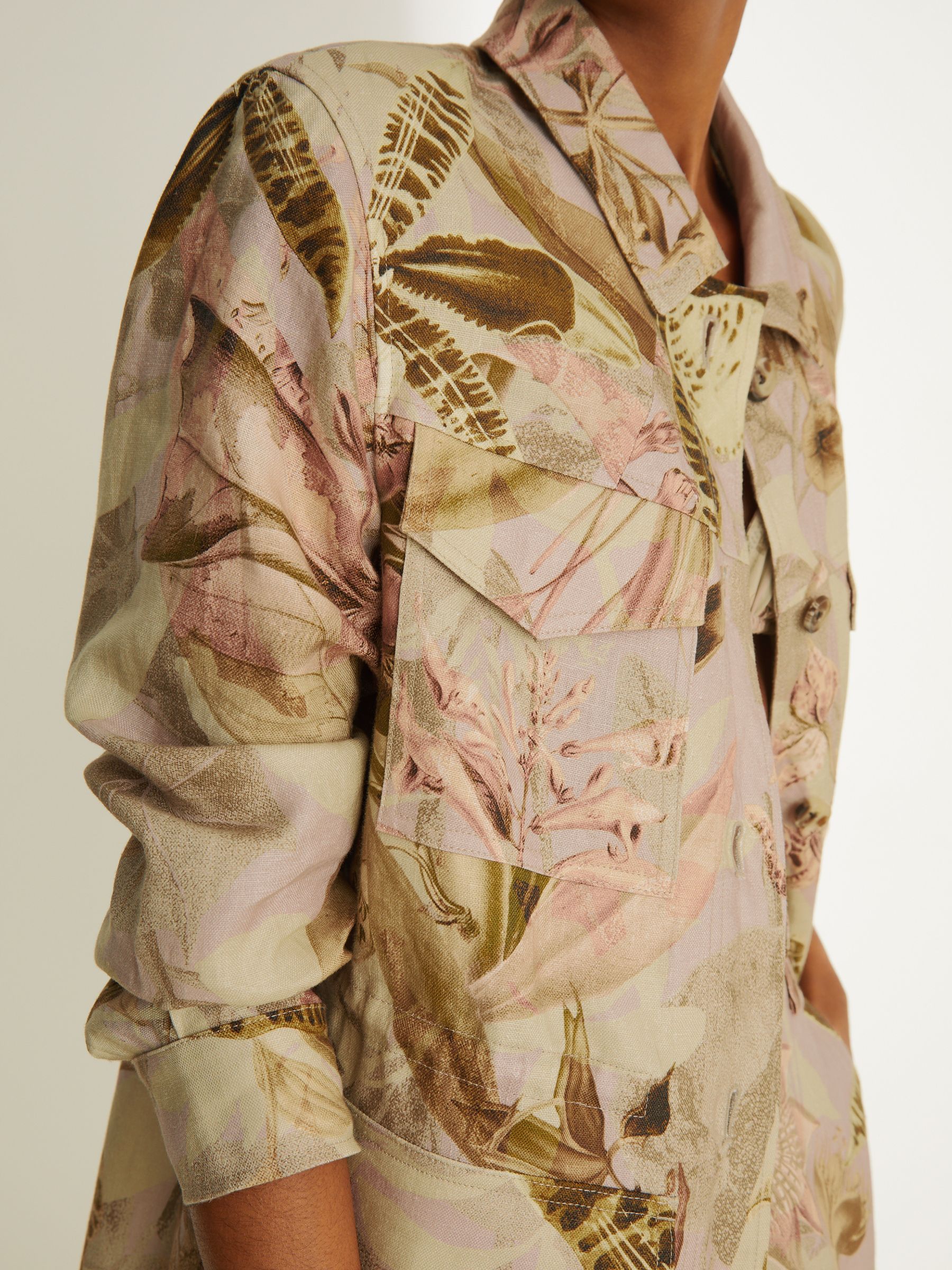 Buy Reiss Light Khaki Jade Reiss | NYBG Linen Floral Utility Jacket from the Next UK online shop