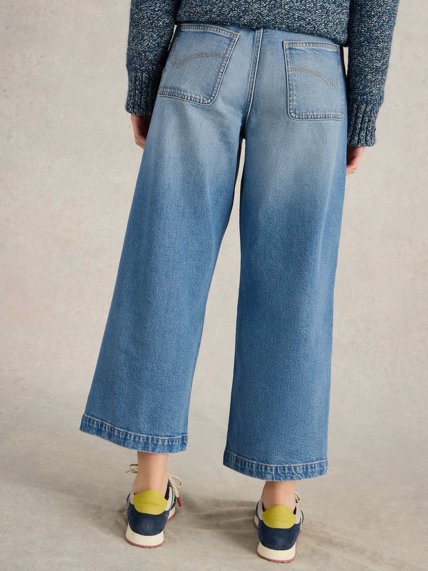 Buy White Stuff Blue Denim Tia Wide Leg Crop Jeans from Next Australia