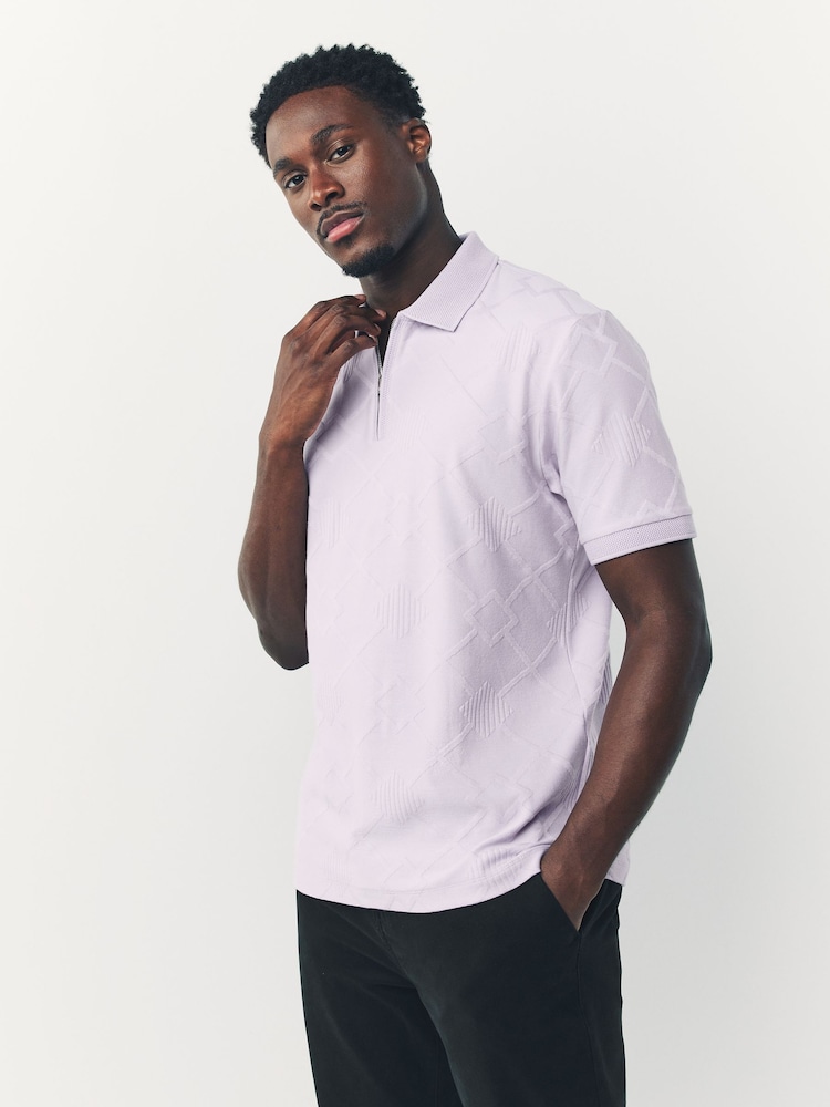 Buy Lilac Purple Slim Fit Smart Jaquard Polo Shirt from Next Australia