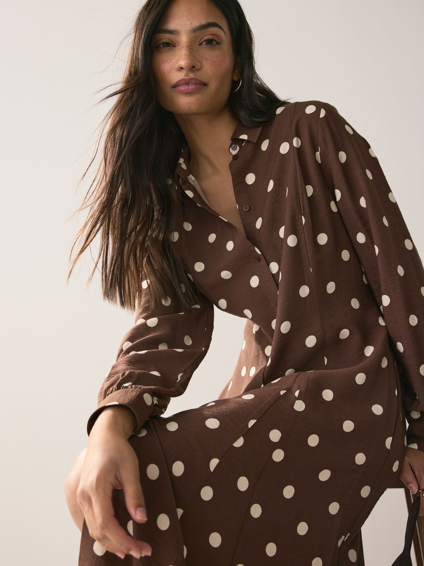 Buy Chocolate Brown/Ecru Polka Dot from Next USA
