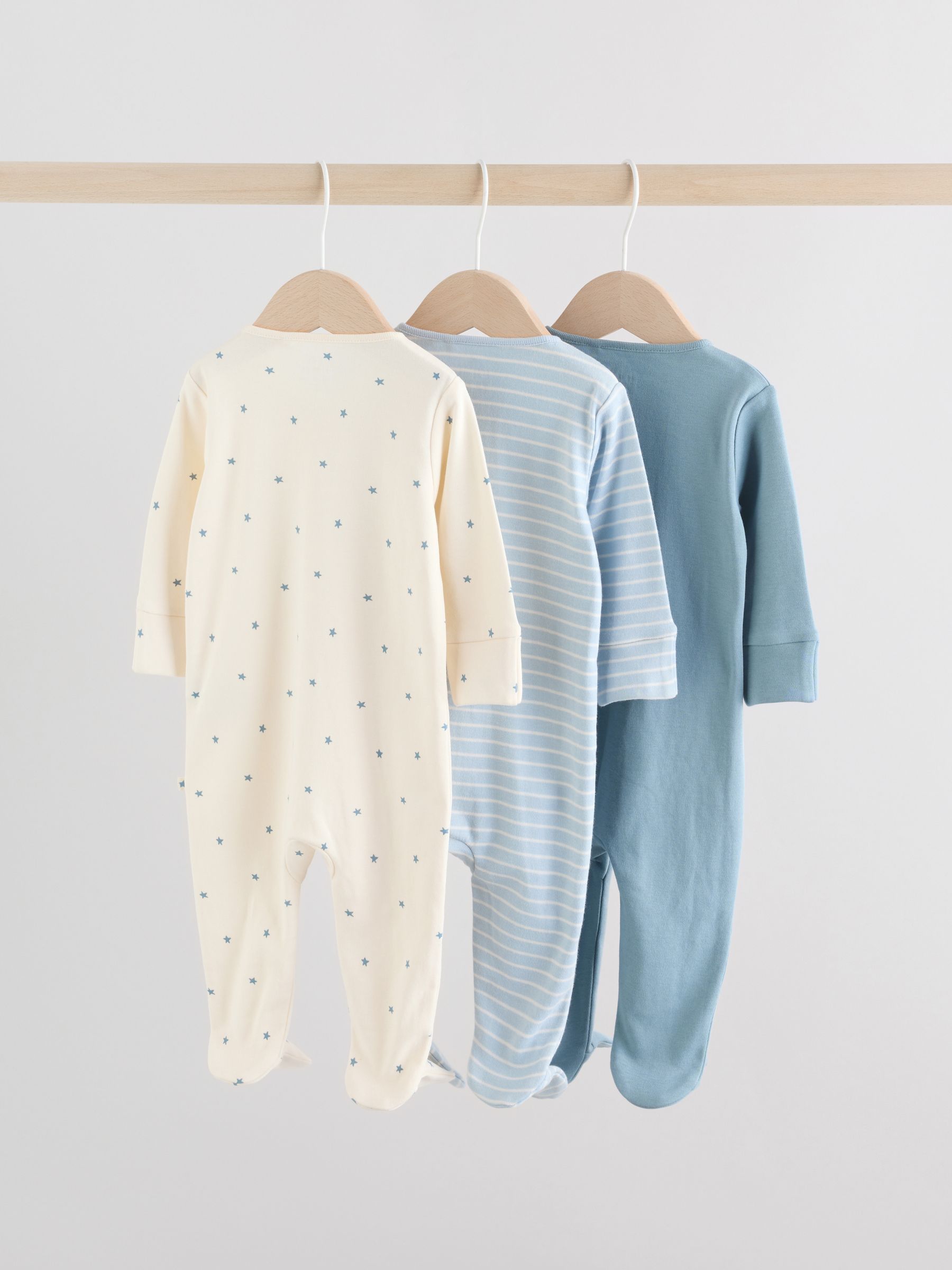 Buy Blue Baby Two Way Zip Sleepsuits 3 Pack (0-2yrs) from the Next UK ...
