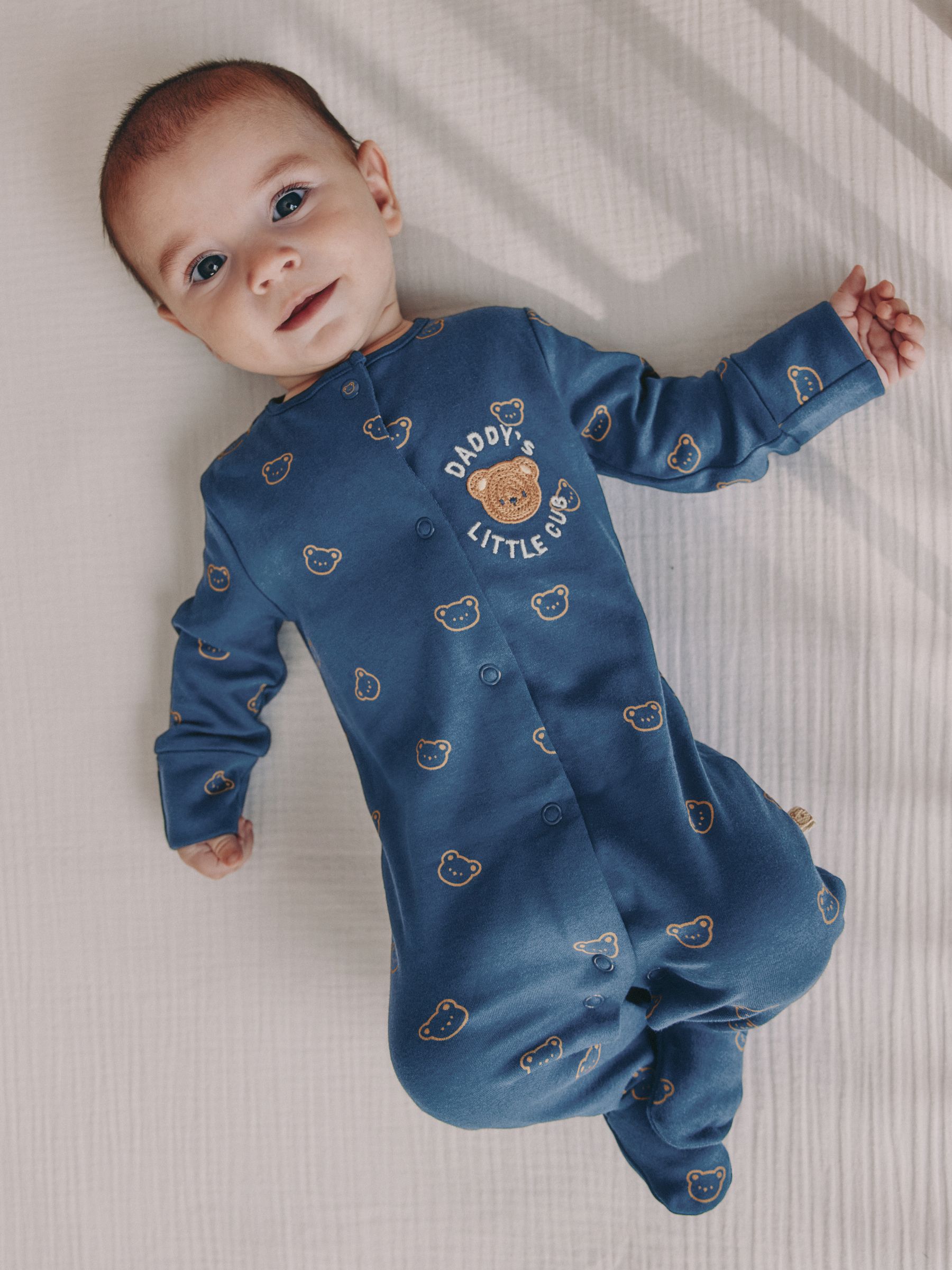 Buy Navy Daddys Little Cub Baby Family Sleepsuit (0-2yrs) from the Next ...