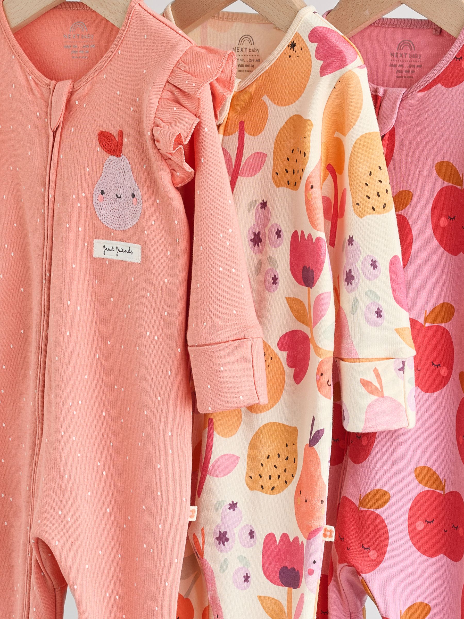 Buy Autumn Fruit Two Way Zip Sleepsuits 3 Pack (0mths-2yrs) from the ...