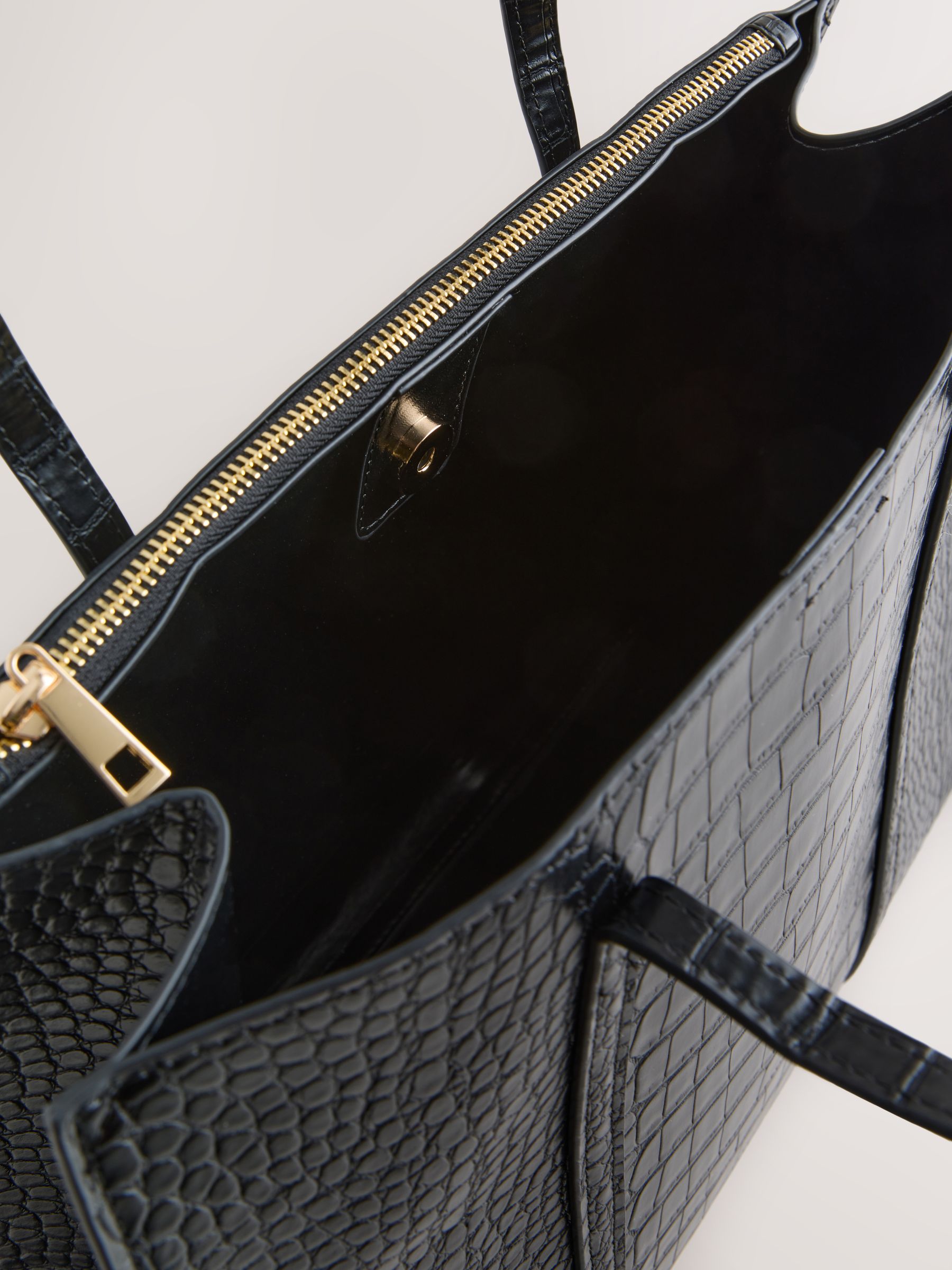 Buy Black Croc Effect Structured Tote Bag from the Next UK online shop