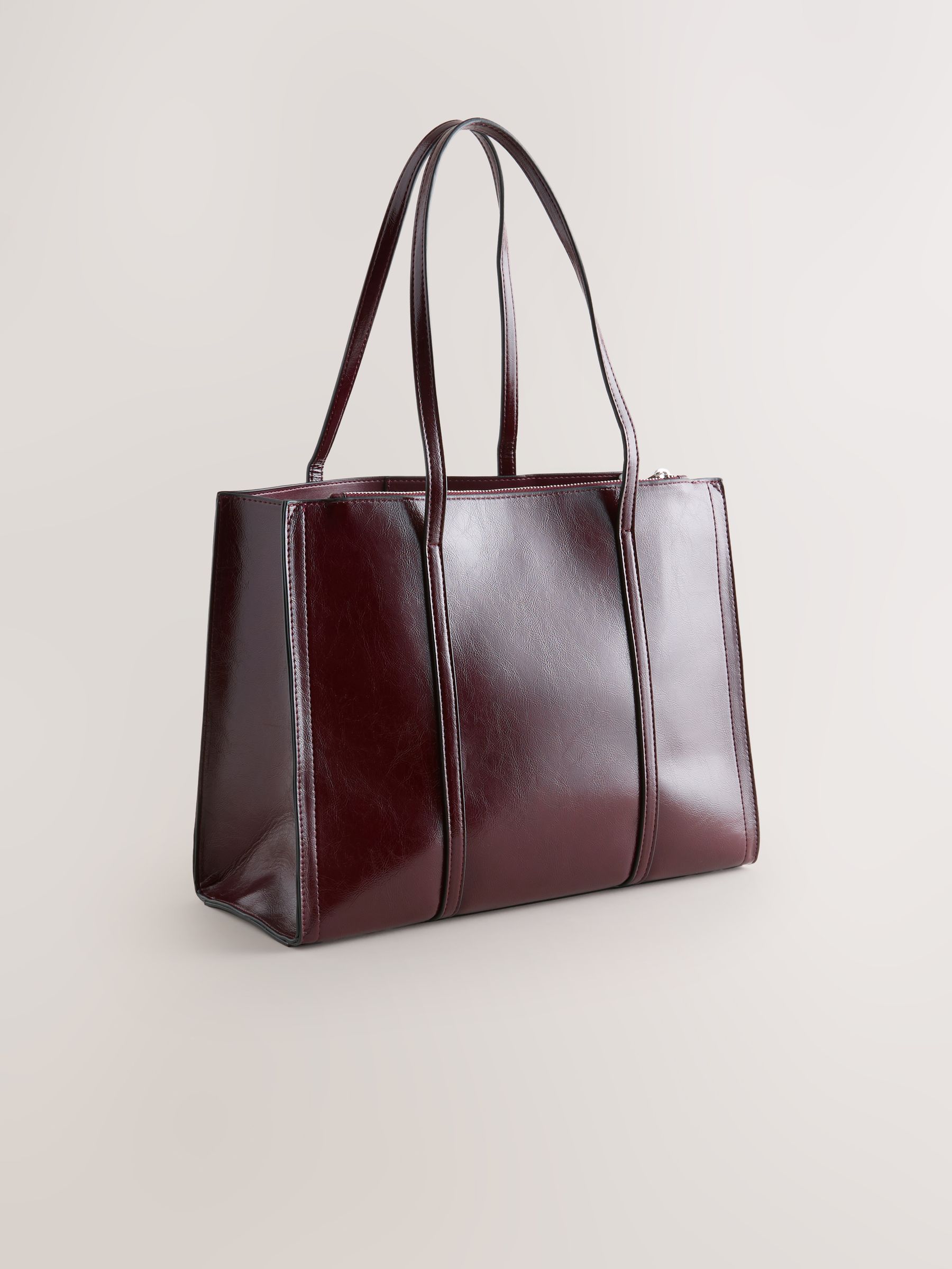 Buy Burgundy Gloss Structured Tote Bag from the Next UK online shop