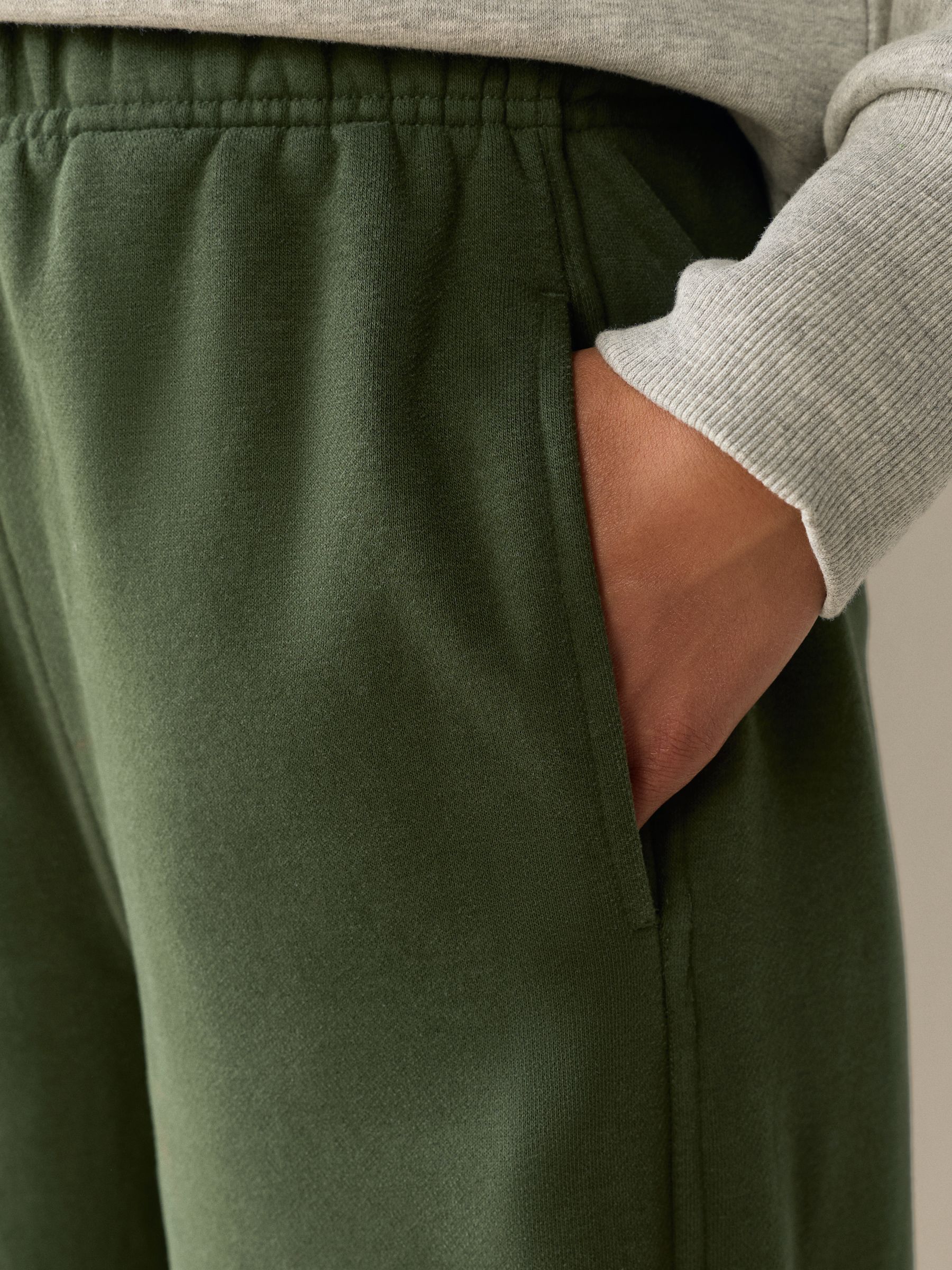 Buy Khaki Green Supersoft Peached Essentials Barrel Leg Cocoon Joggers ...