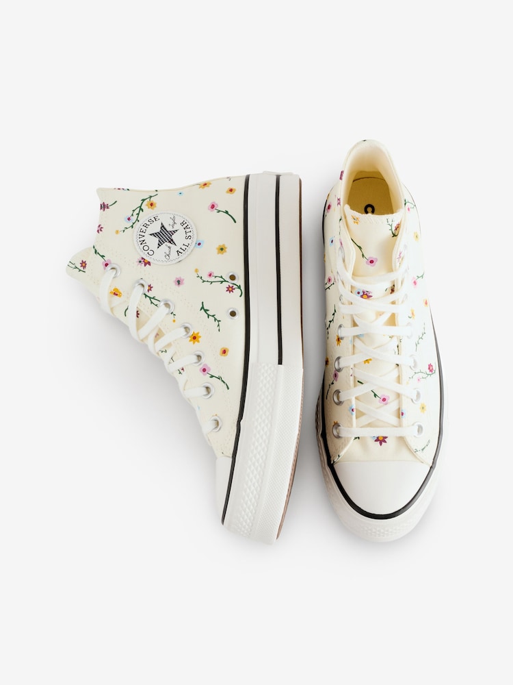 Buy Converse Natural Pale Platform Lift High Top Trainers from Next ...