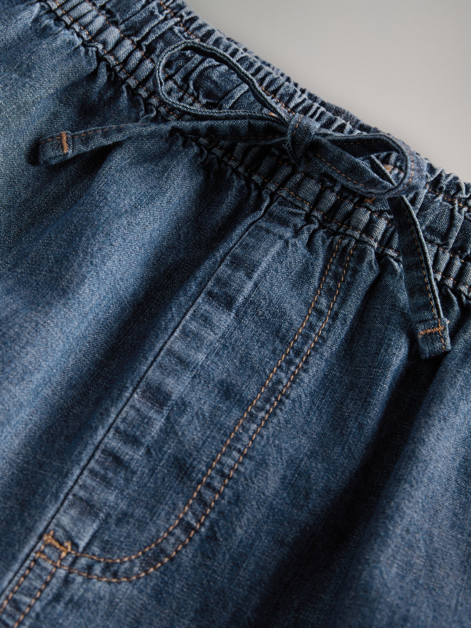 Buy The Set Mid Blue/Ecru Stripe 2 Pack Pull On Denim Shorts from Next ...