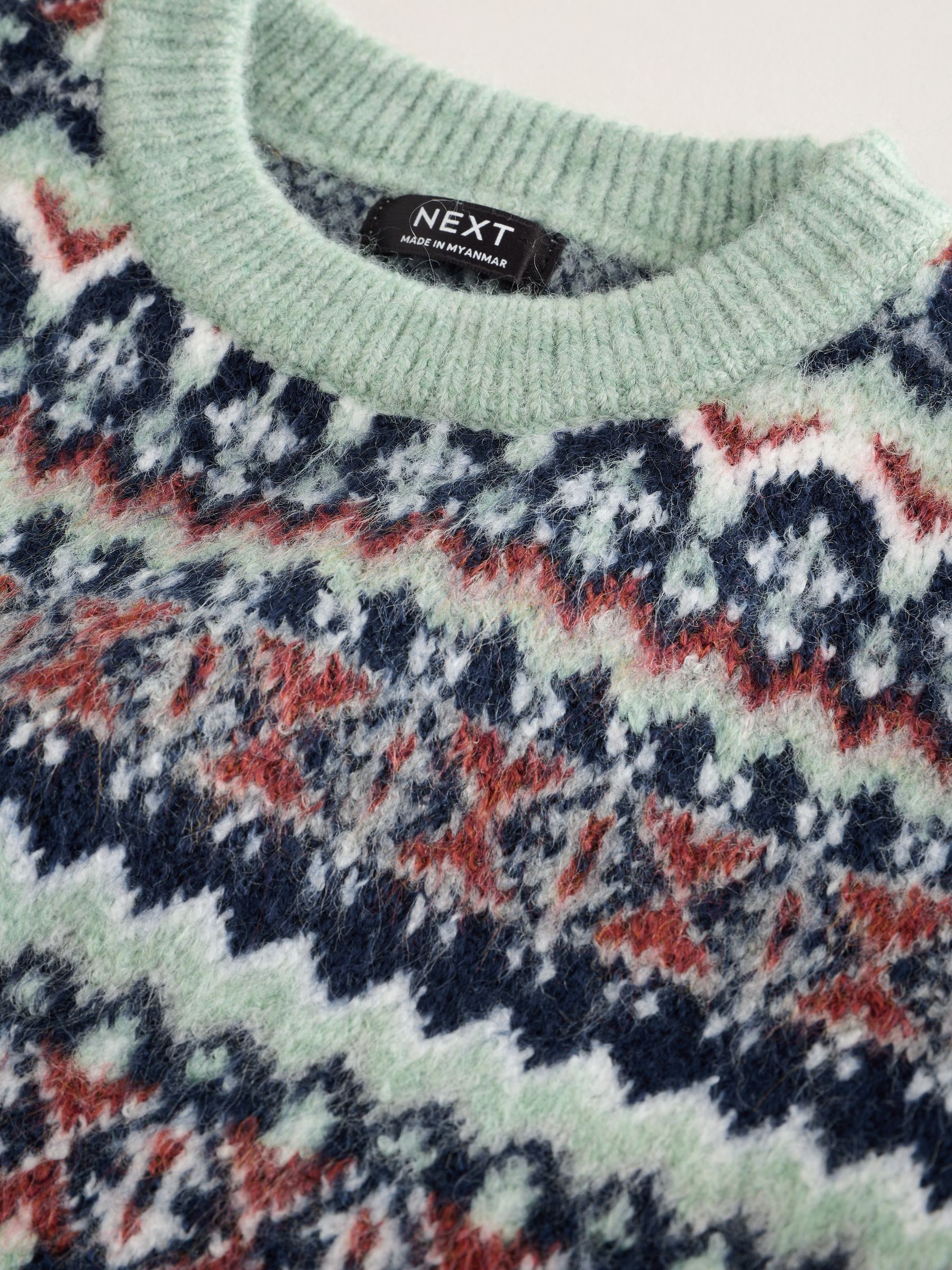 Buy Blue Fairisle Pattern Knitted Crew Neck Jumper (3mths-7yrs) from ...