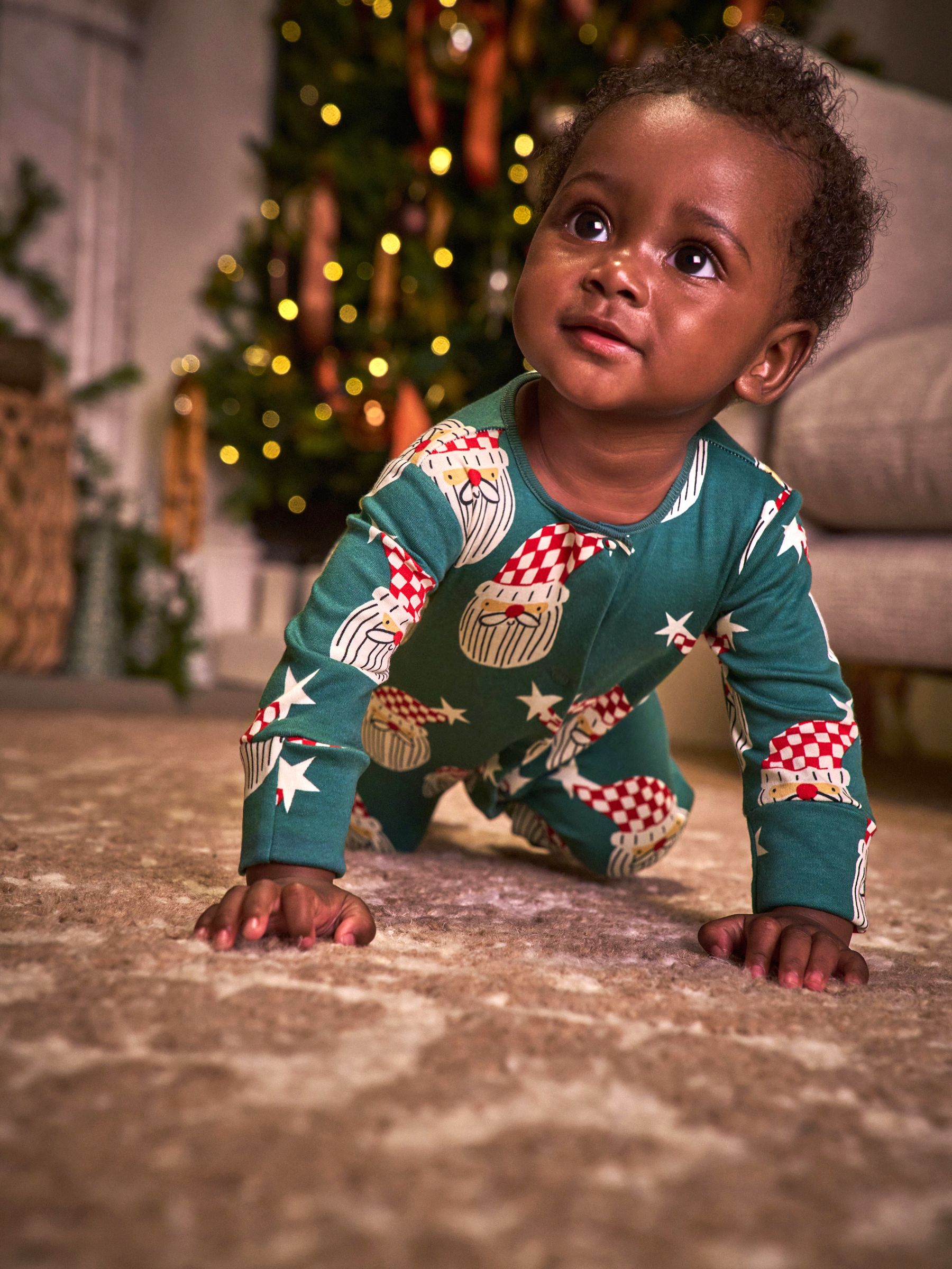 Buy Green Santa Matching Family Christmas Sleepsuit (0mths-3yrs) from ...