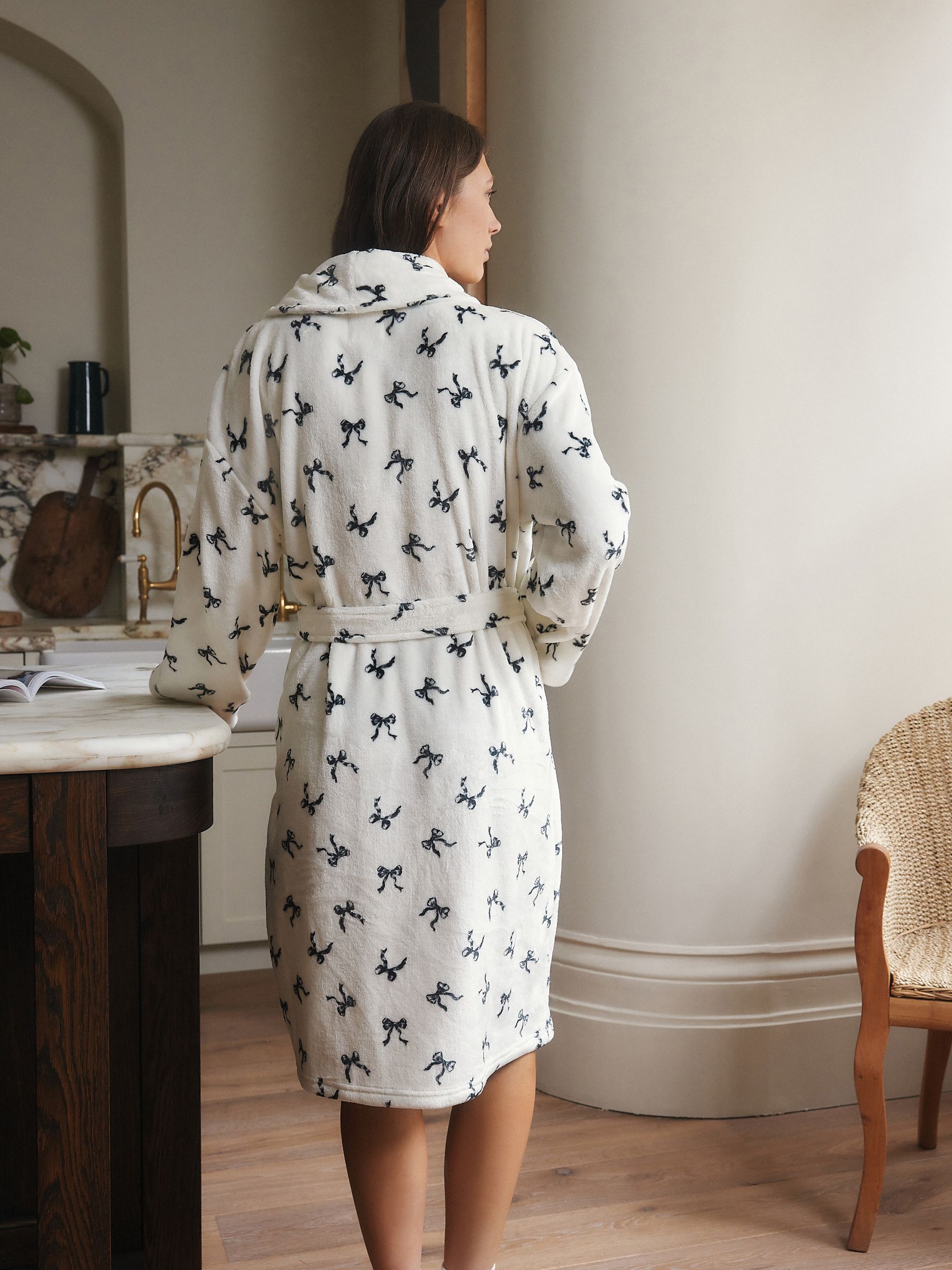 Buy Monochrome Bows Supersoft Dressing Gown from Next Saudi Arabia