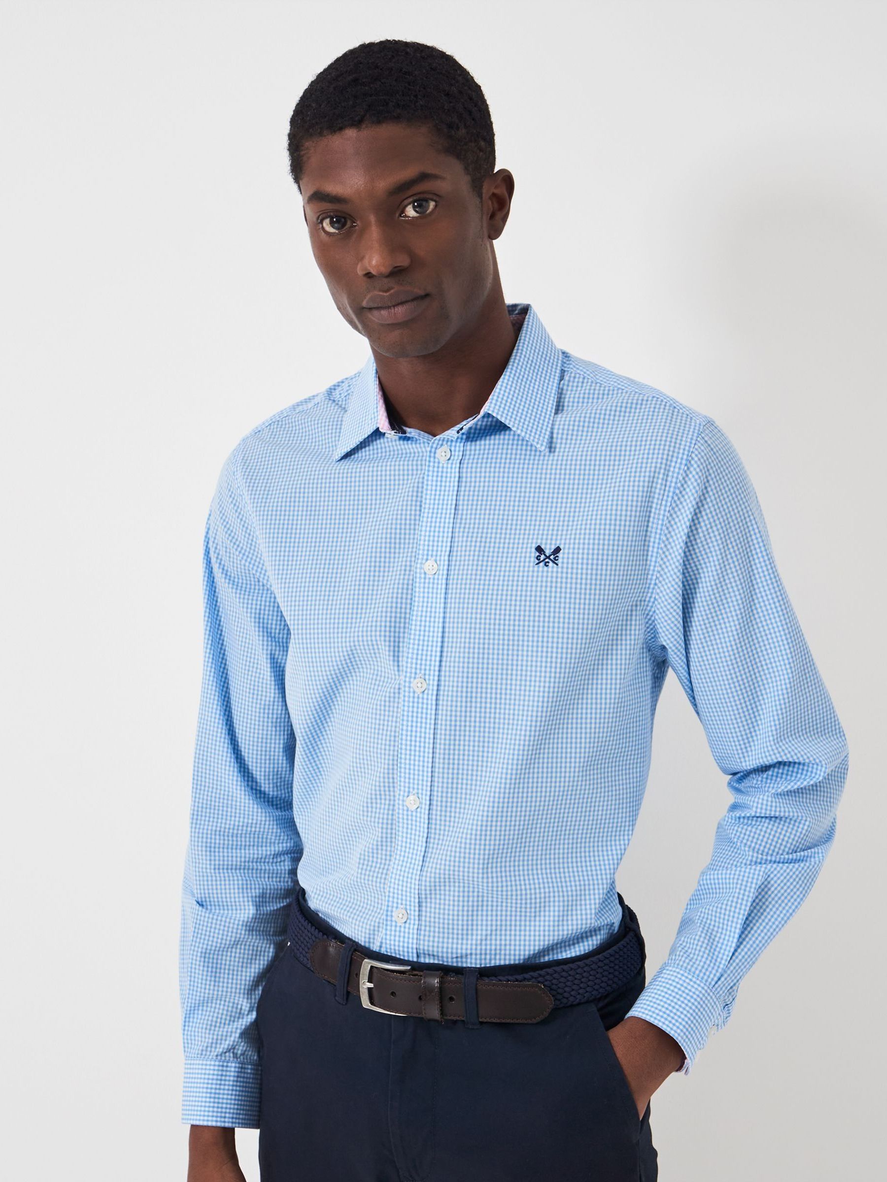 Buy Crew Clothing Blue Classic Micro Gingham Shirt from Next Denmark