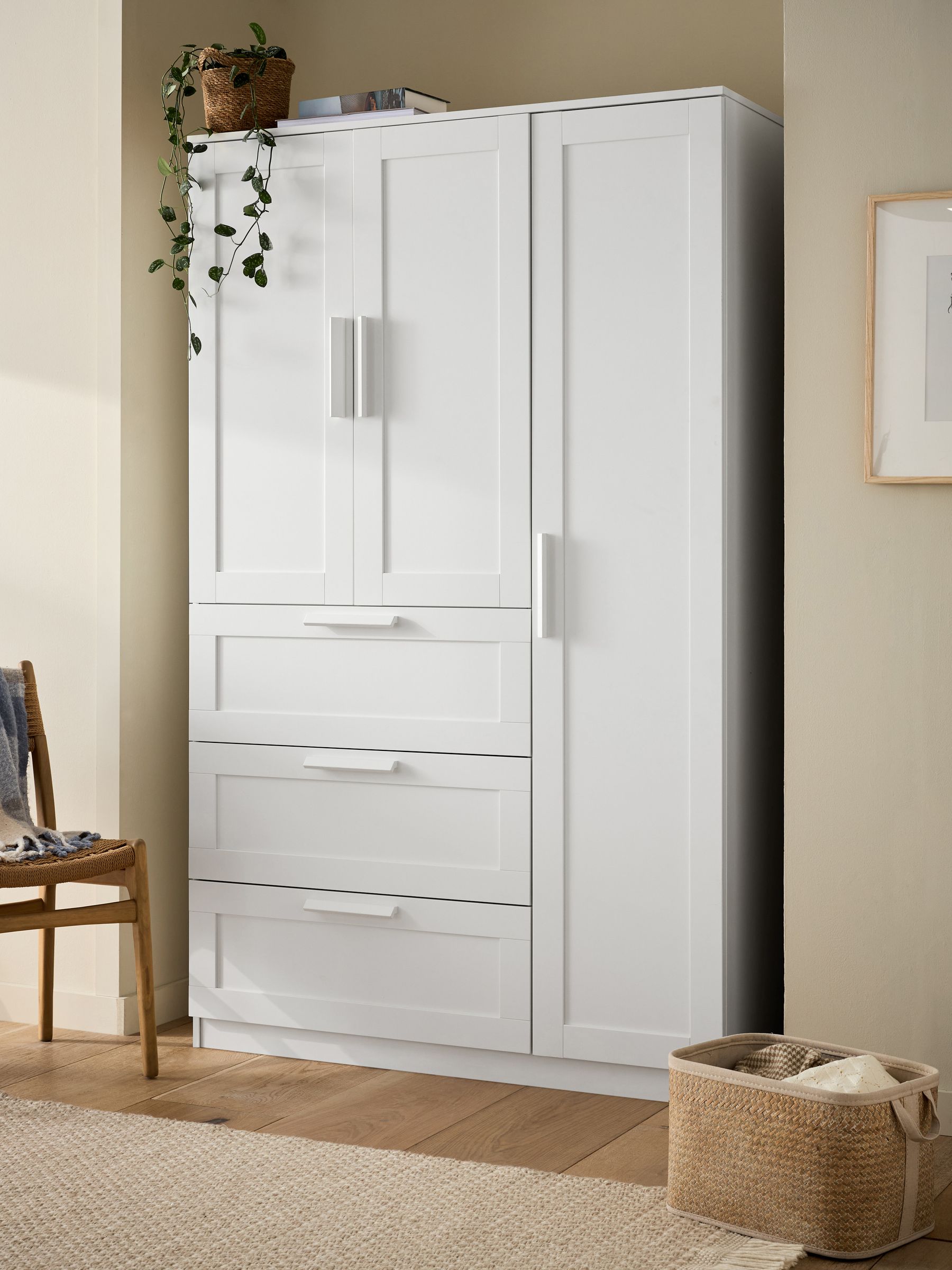 Buy White Flynn Paint Effect Triple, 3 drawers Wardrobe from the Next ...